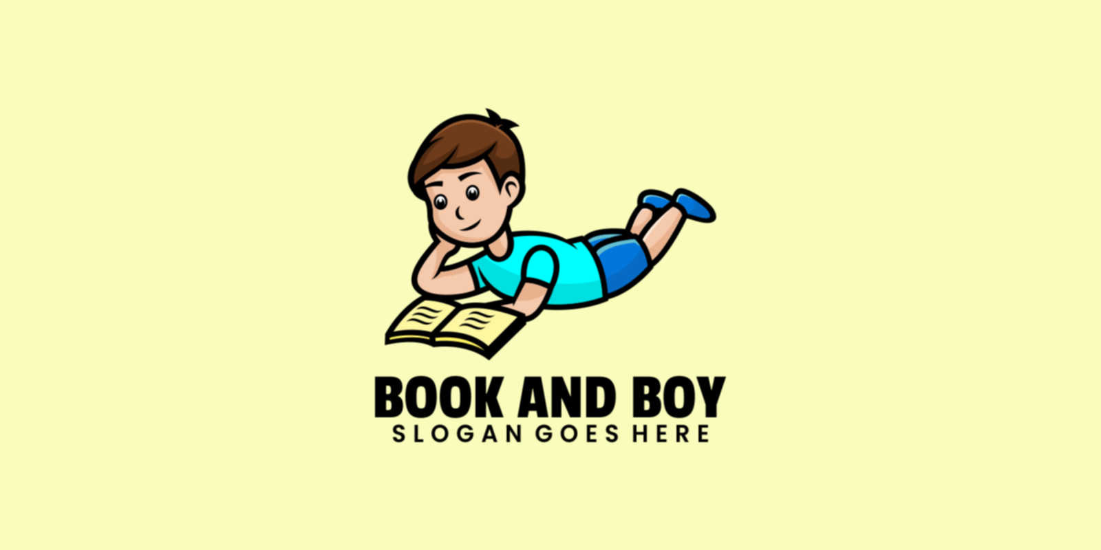 Boy Reads Book Cartoon Logo #323792 - TemplateMonster