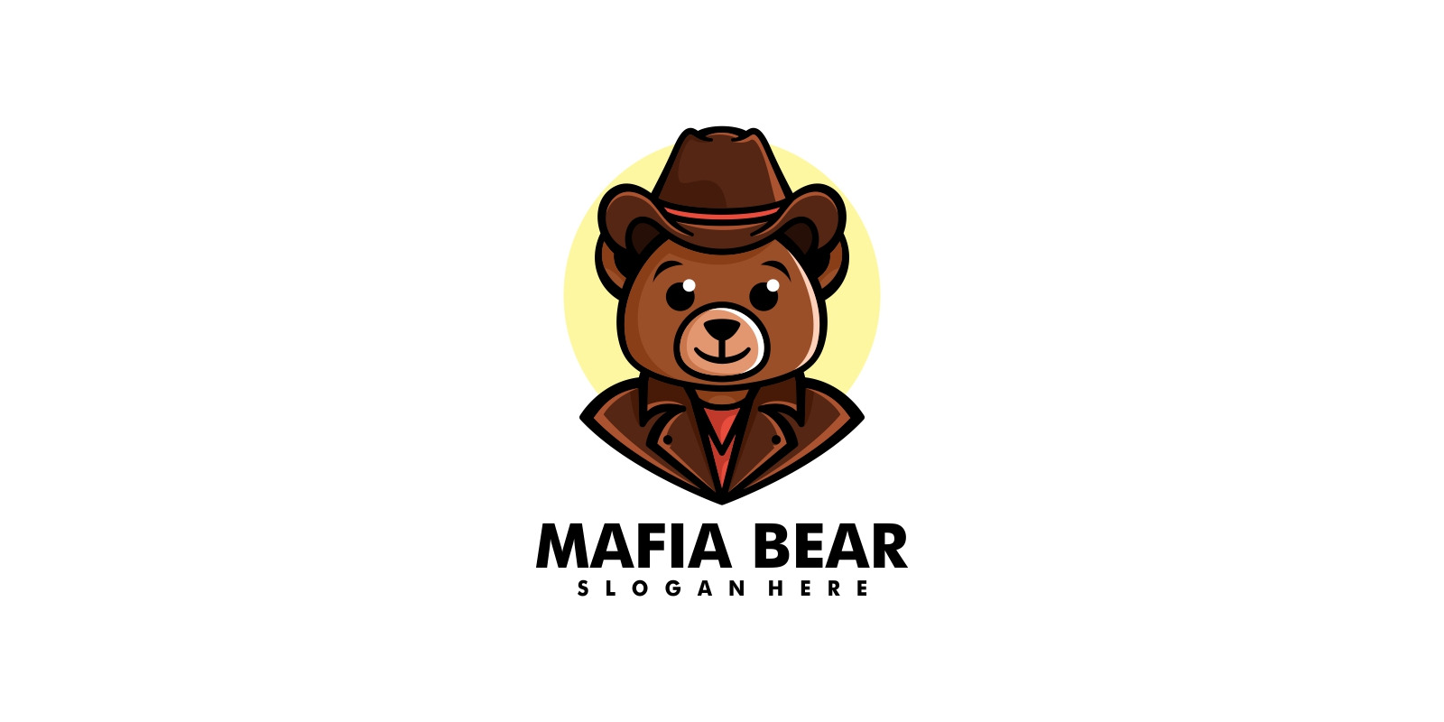 Mafia Bear Simple Mascot Logo #254452 - TemplateMonster