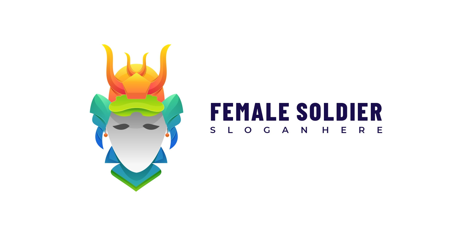Female Soldier Gradient Colorful Logo - TemplateMonster