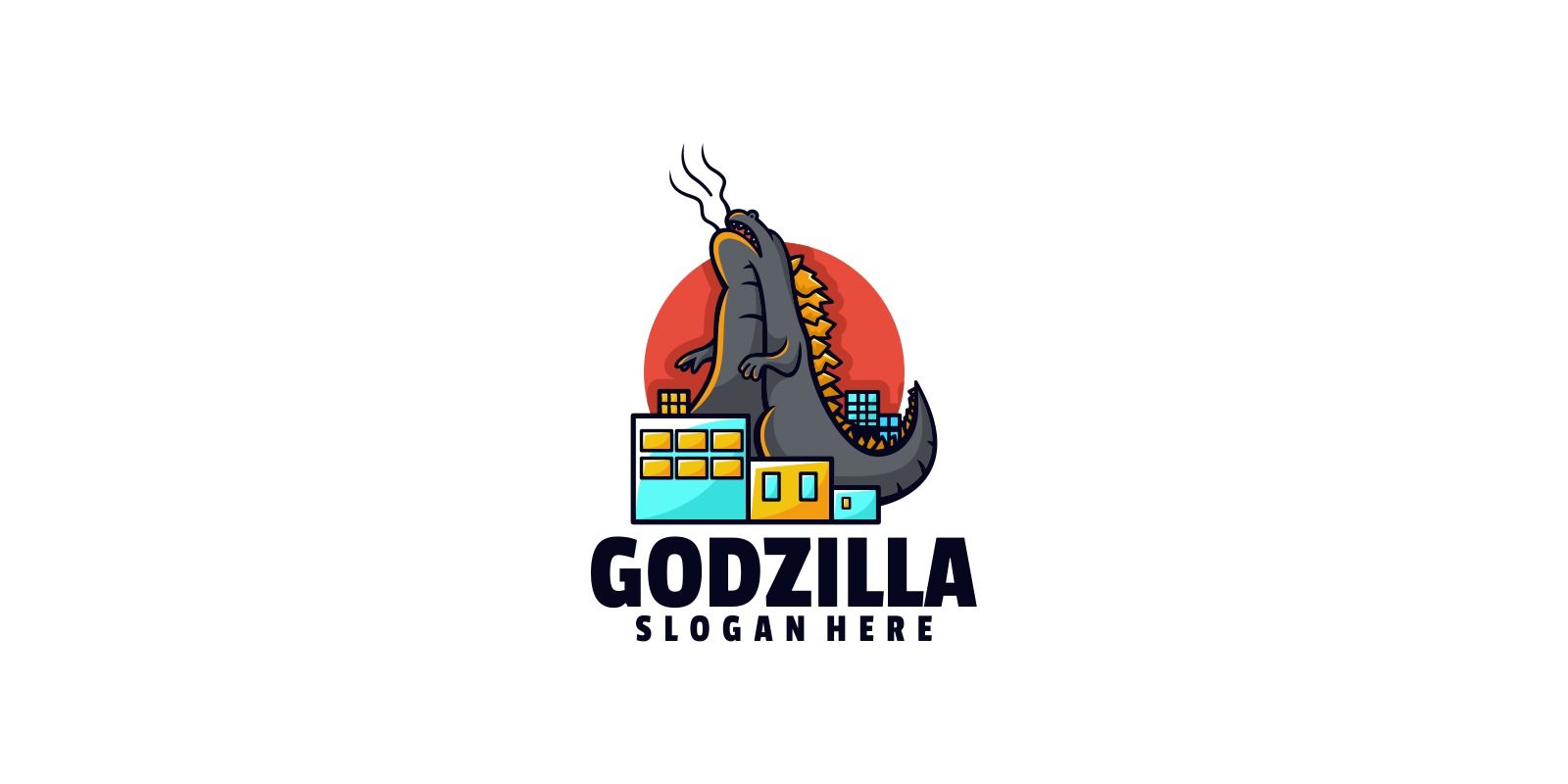 Godzilla Simple Mascot Logo Style #228995 - TemplateMonster