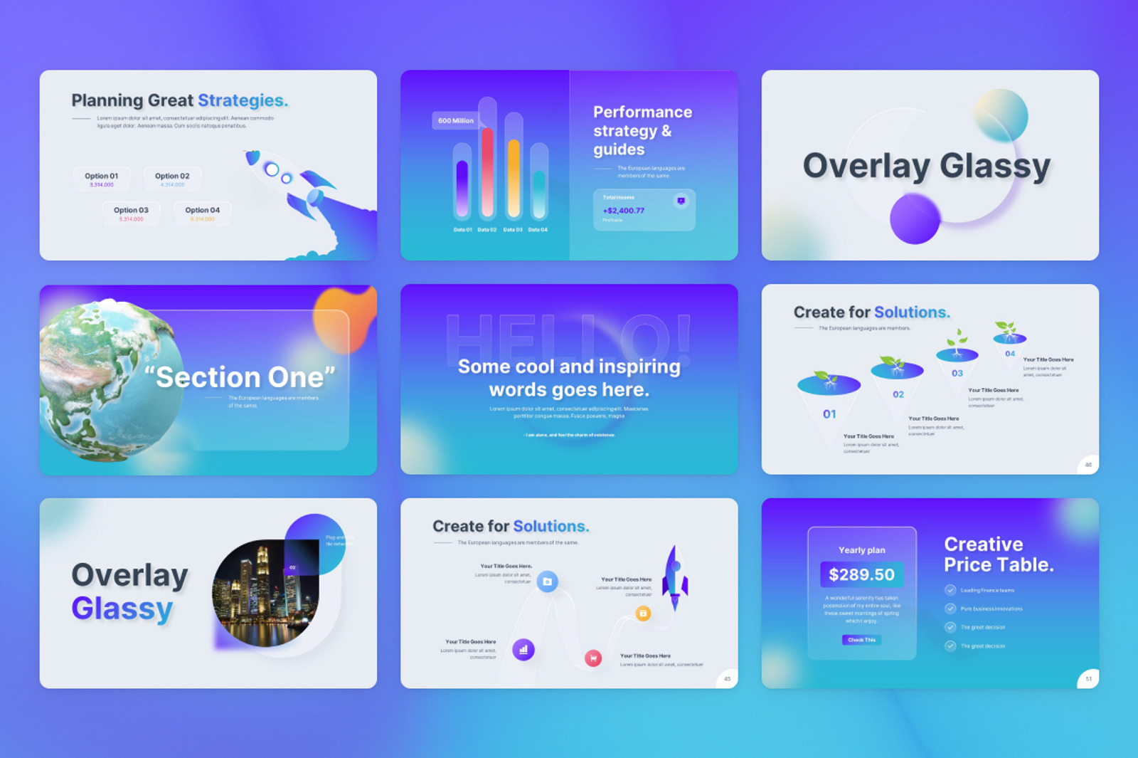 Overlay Glassy Glassmorph PowerPoint Template