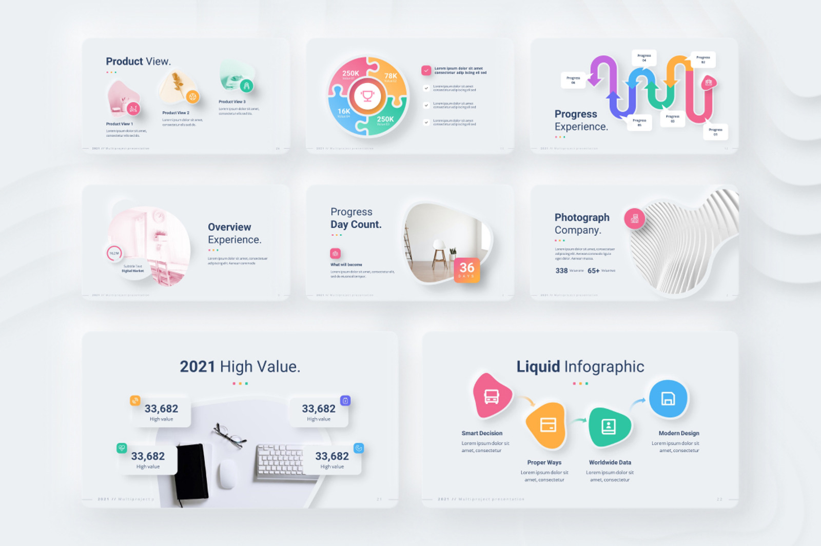Neumorphic - Multipurpose Presentation Modern Design PowerPoint template