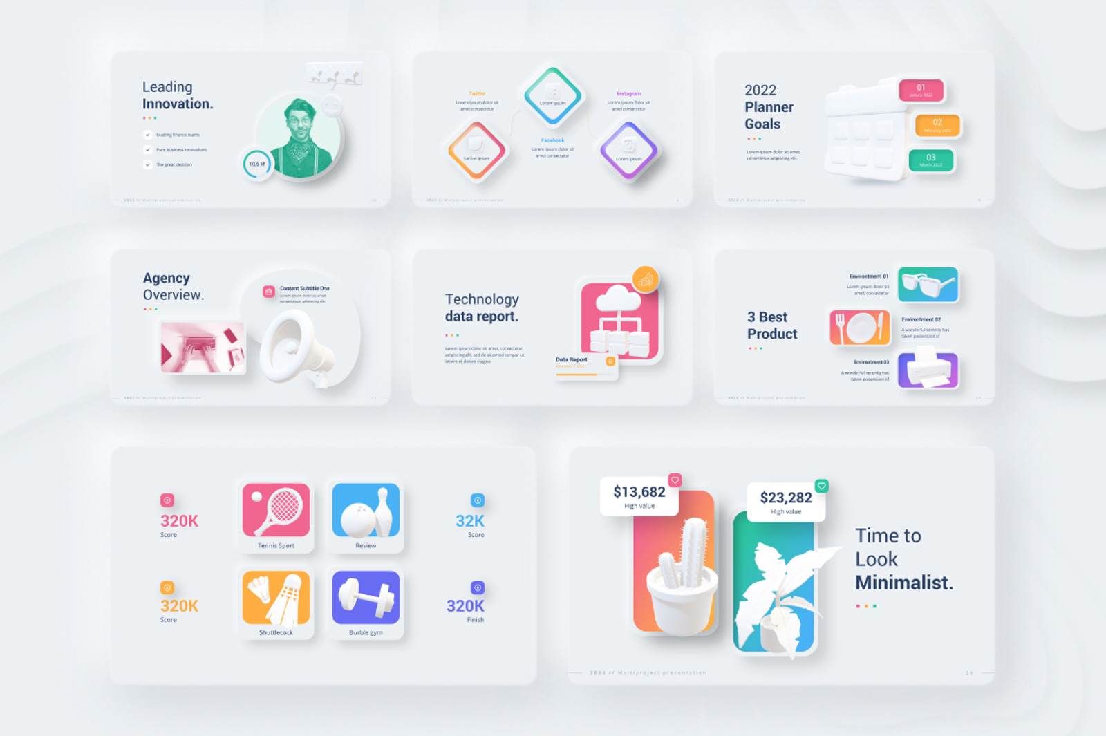 Neumorphic - Multipurpose Presentation Modern Design PowerPoint template