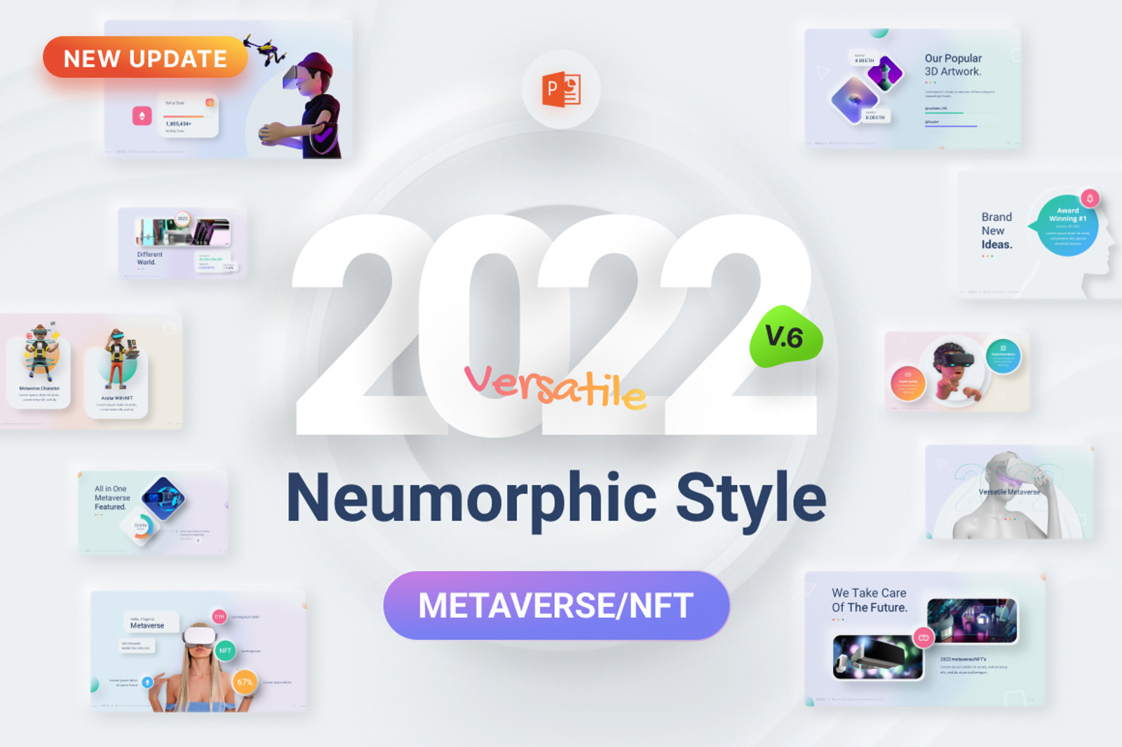 Neumorphic - Multipurpose Presentation Modern Design PowerPoint template