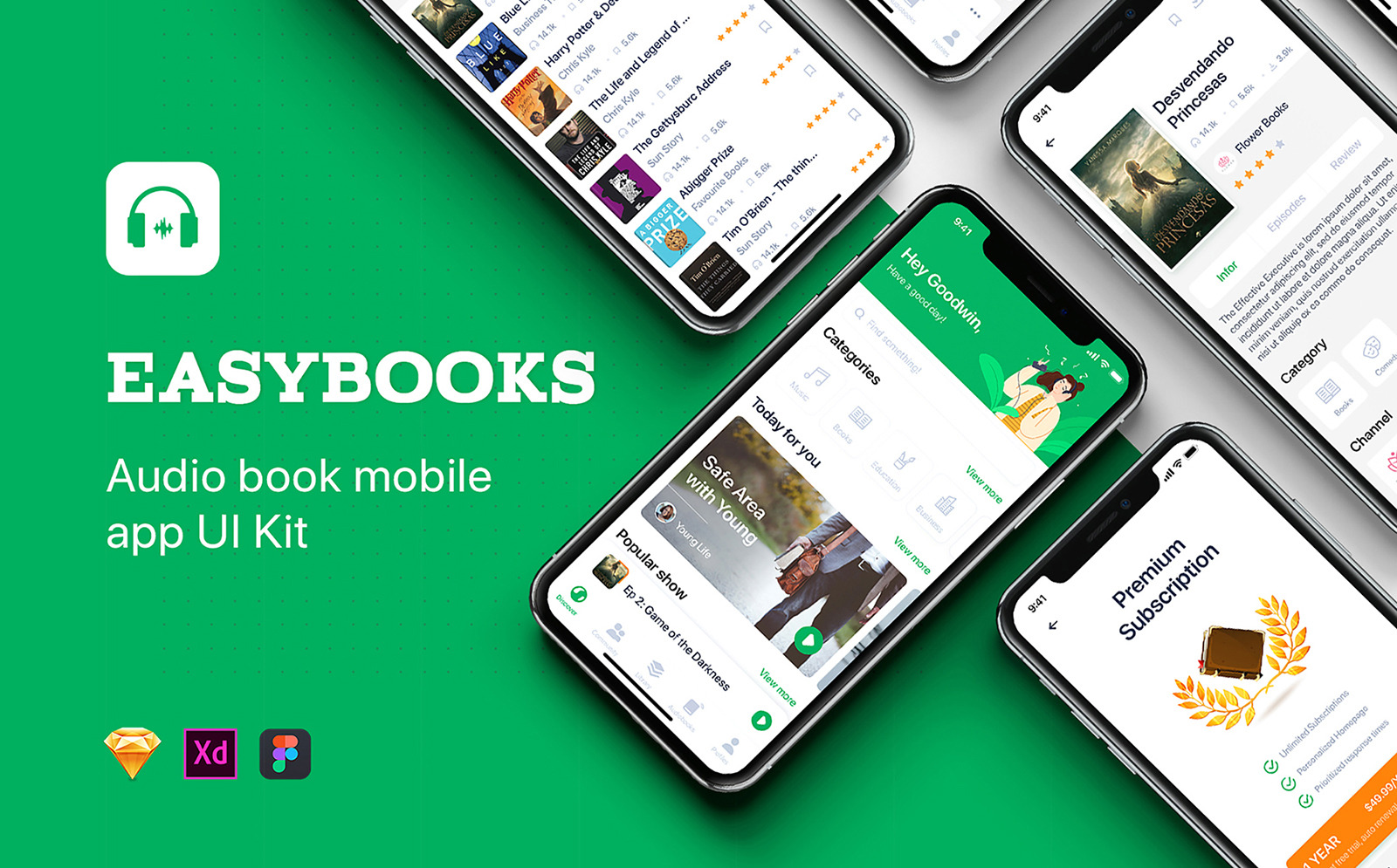 Easybooks - Audiobook UI Kit #189289 - TemplateMonster