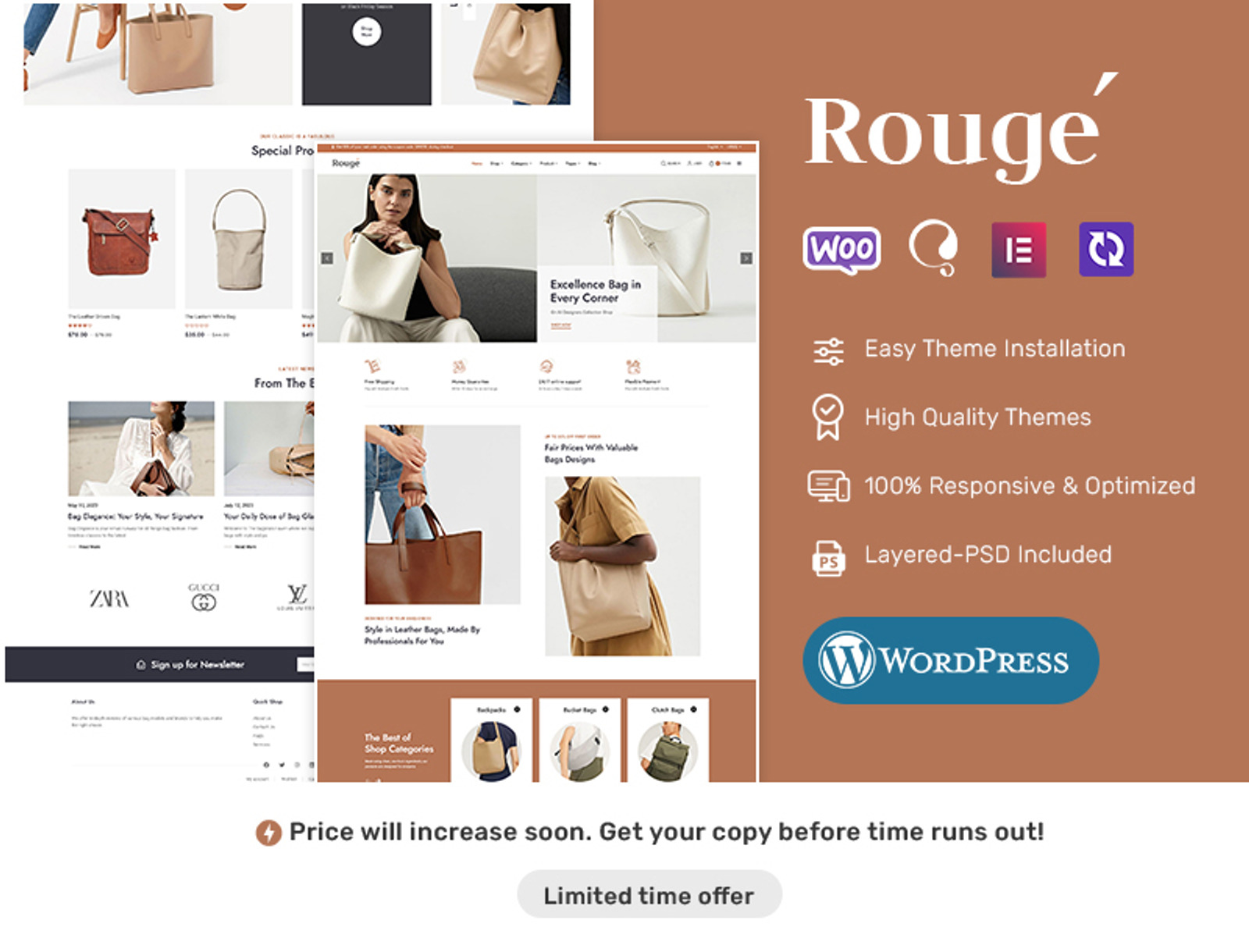 Rouge - Luxury Fashion Leather Bags - WooCommerce Responsive Theme
