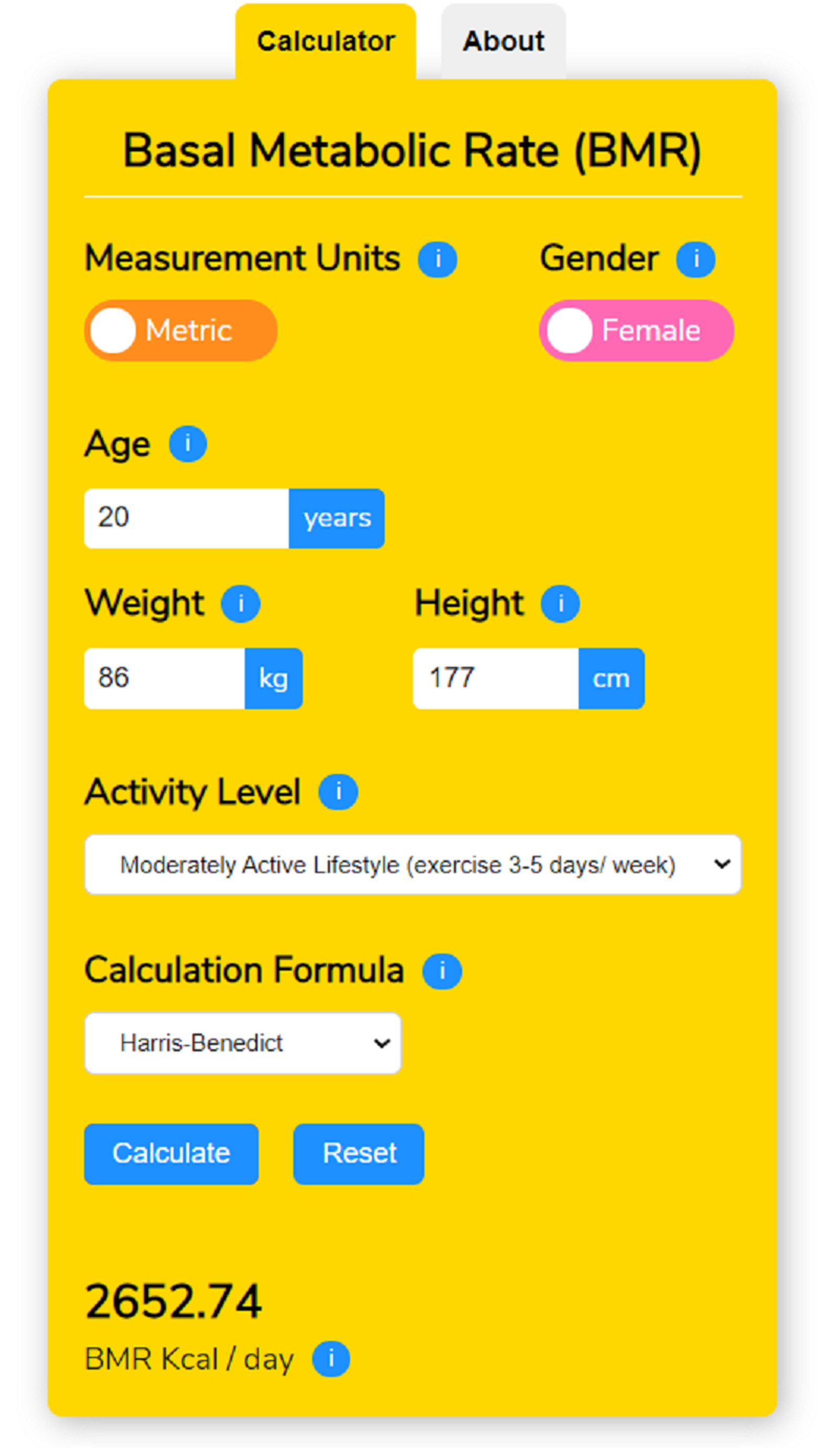 Basal Metabolic Rate (BMR) Calculator WordPress Plugin