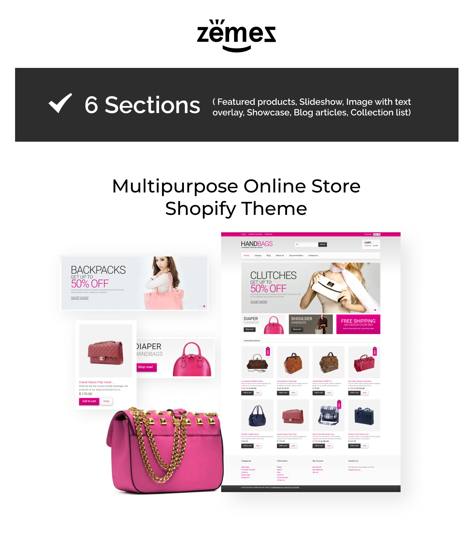 Handbag Store Responsive Shopify Theme - TemplateMonster