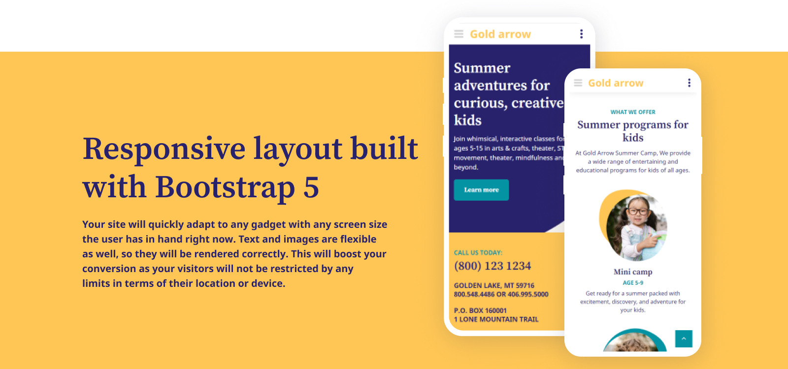 Gold Arrow - Summer Camp HTML5 Website Template