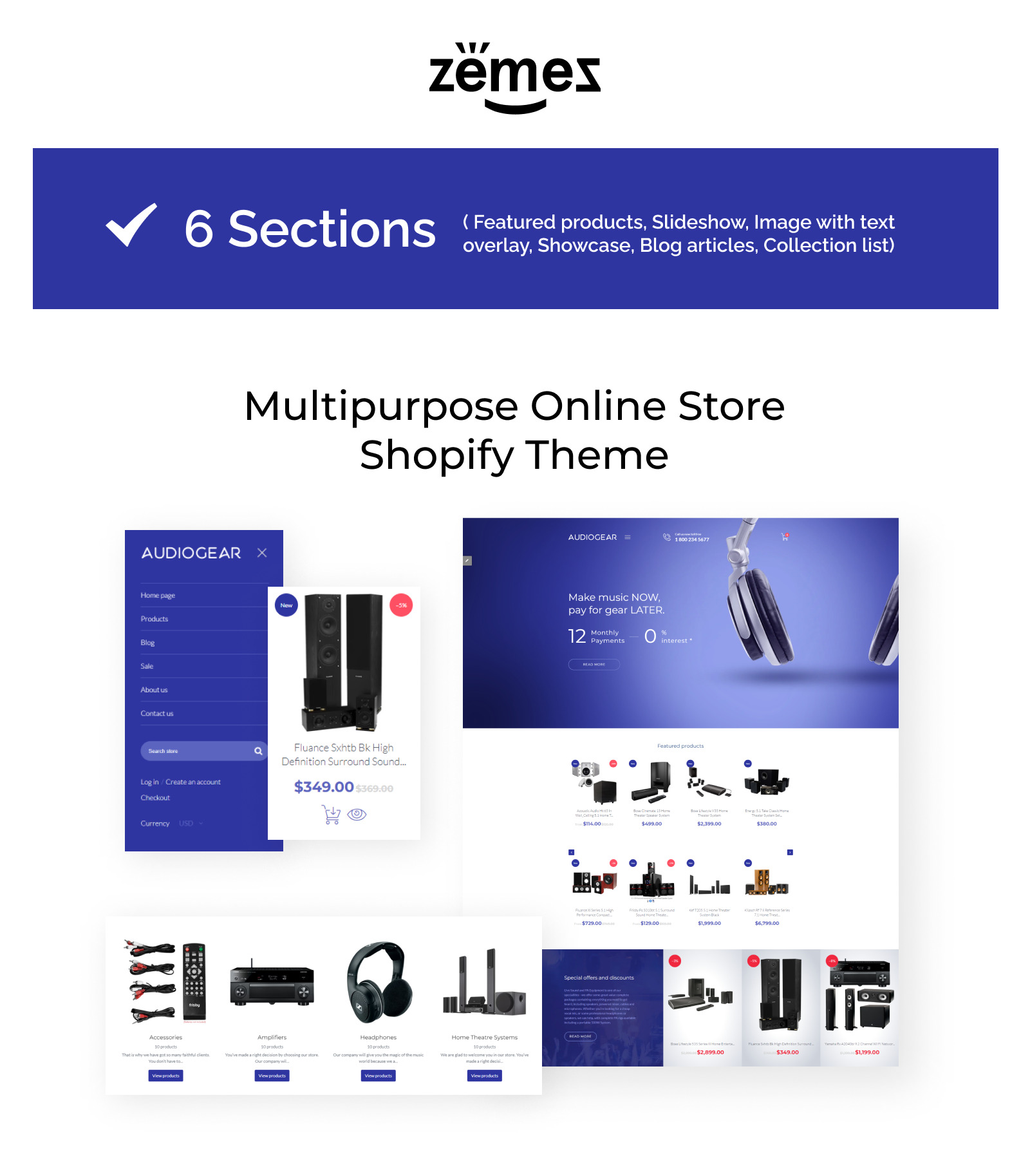 Audio Gear eCommerce Shopify Theme #58230 - TemplateMonster