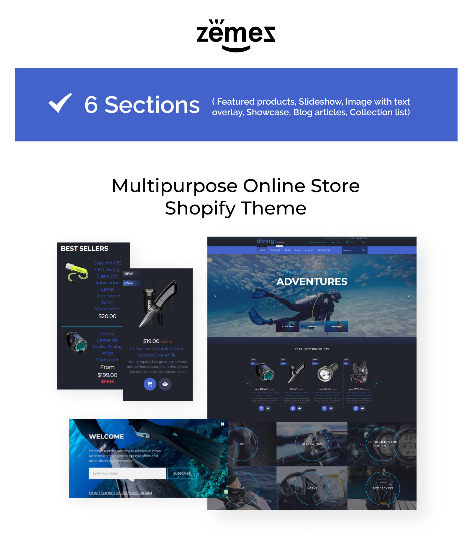 Diving Online Store Shopify Theme #58308 - TemplateMonster