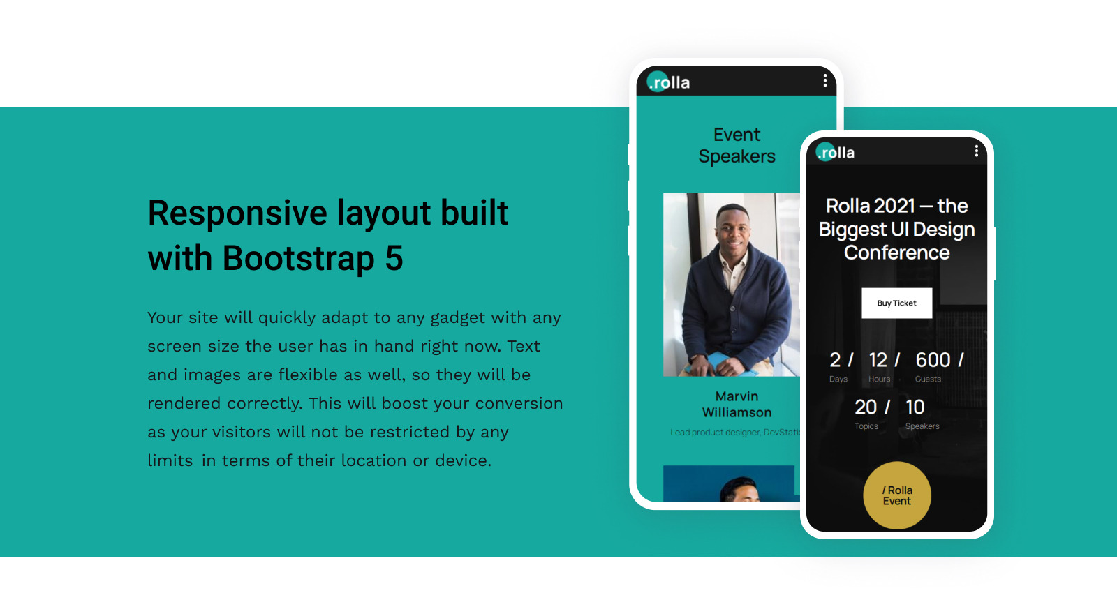 Rolla - HTML5 Event Tickets Template - TemplateMonster