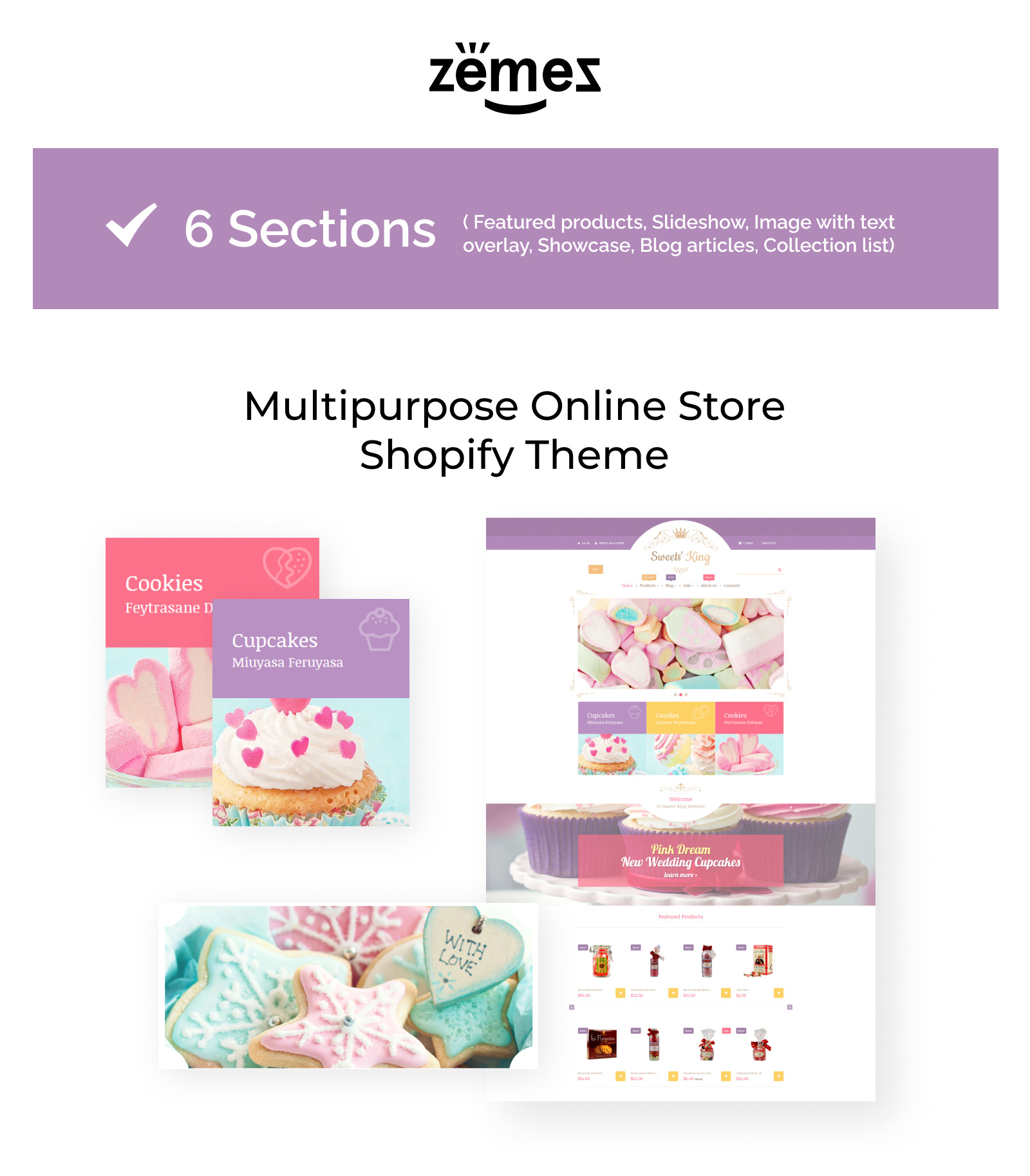 Sweets King Store Shopify Theme #53922 - TemplateMonster