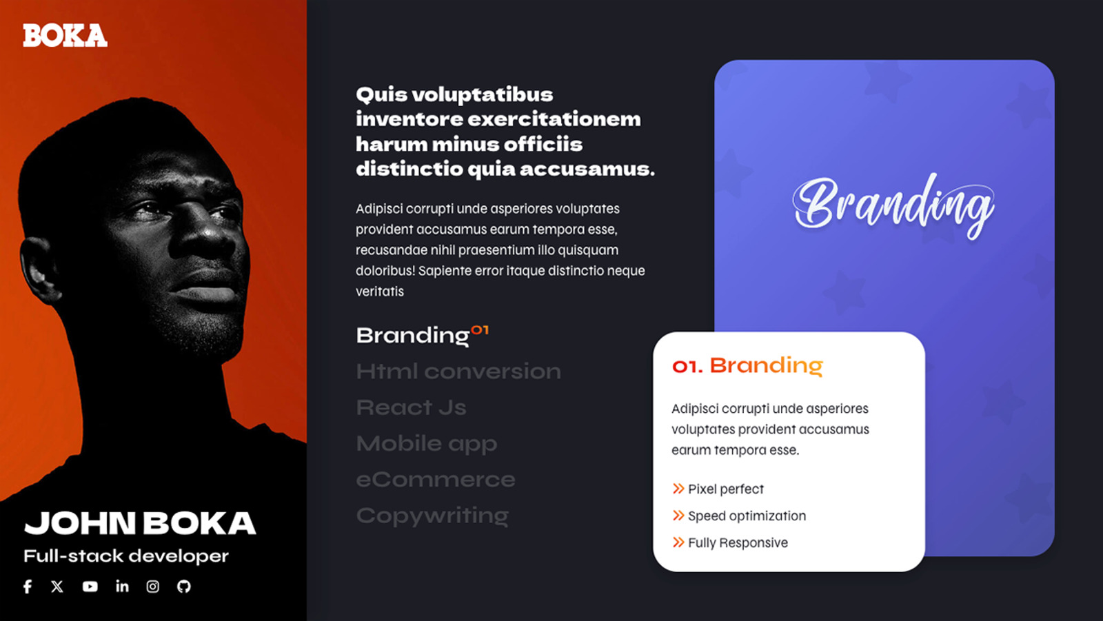 Boka - Personal portfolio html template - TemplateMonster