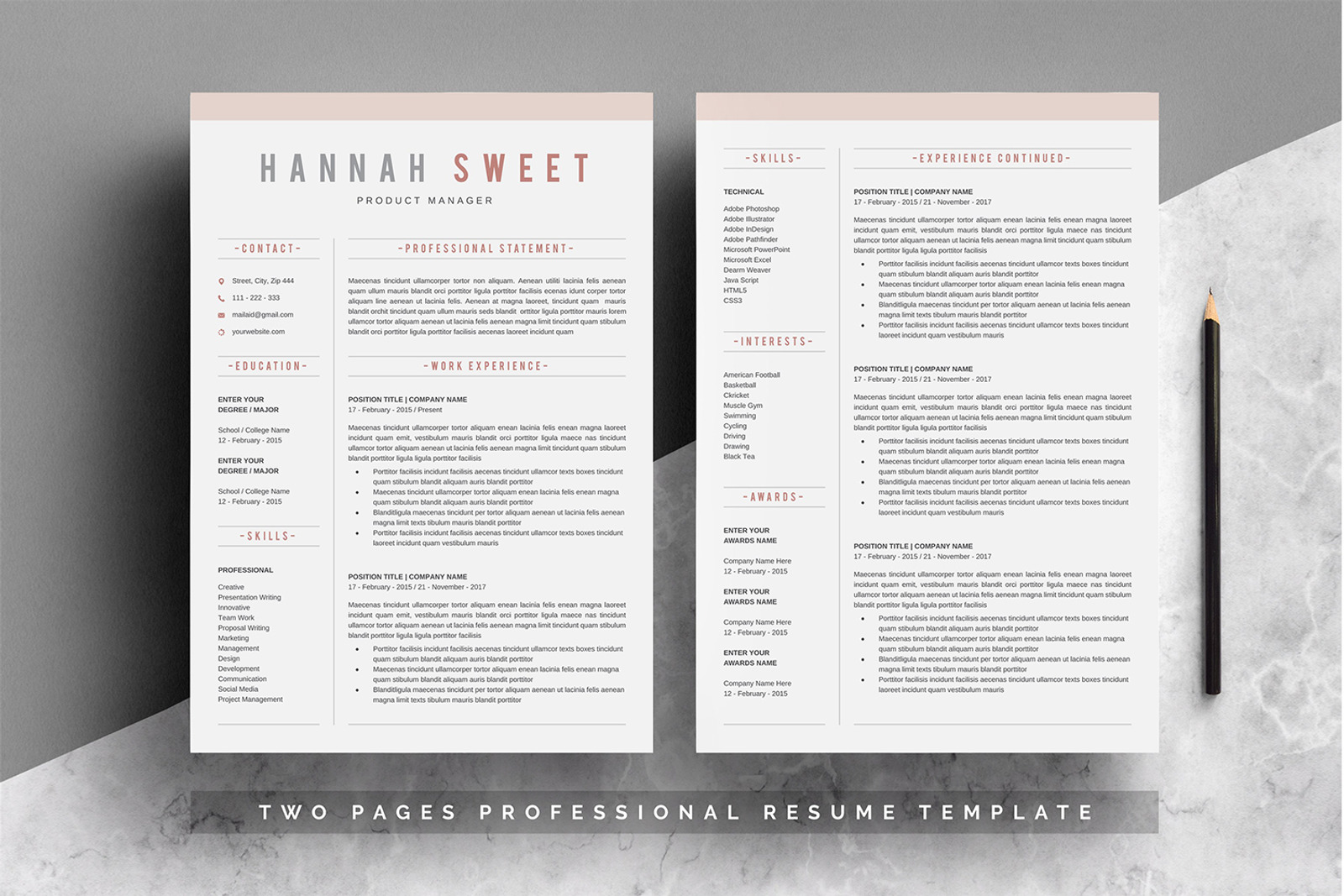 Hannah CV - Resume Template Two Page Resume - TemplateMonster