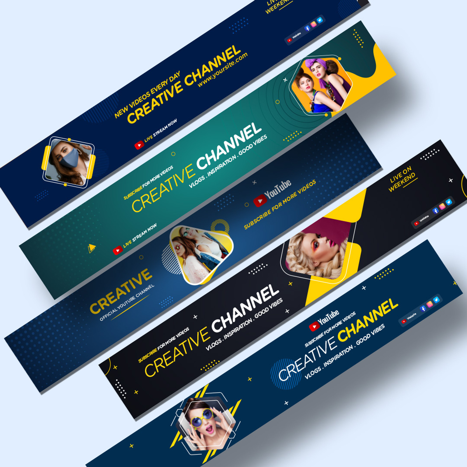 Creative Youtube Cover Templates #201288 - TemplateMonster