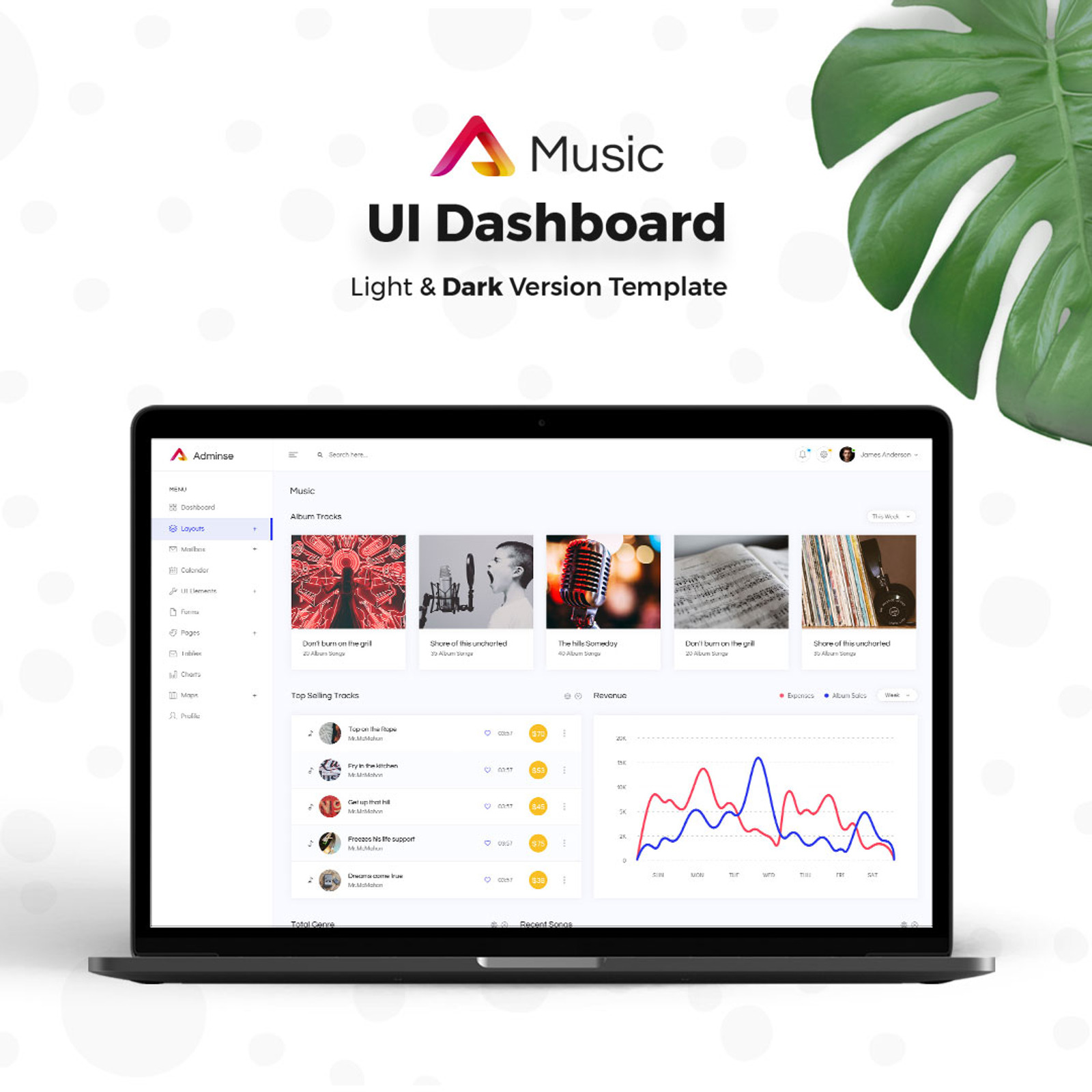 Music Admin Dashboard UI Elements #157465 - TemplateMonster
