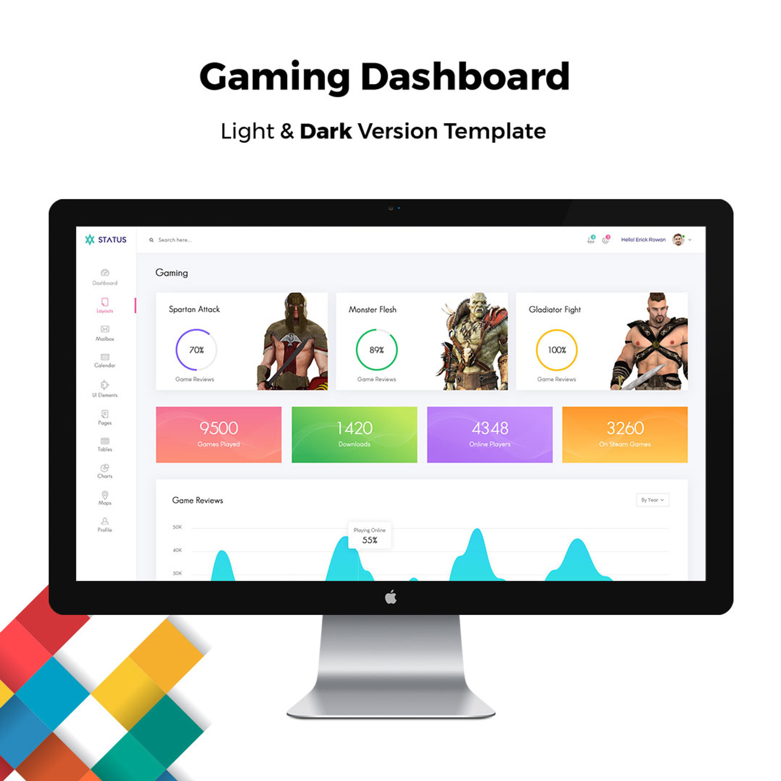 Gaming Admin Dashboard UI Elements #157916 - TemplateMonster