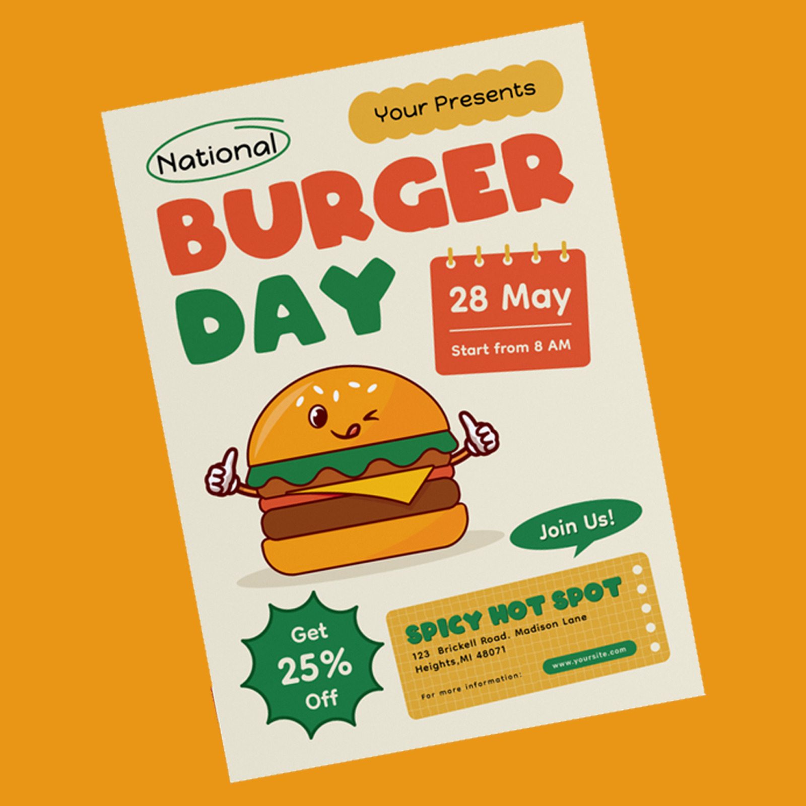 National Hamburger Day Flyer Template - TemplateMonster