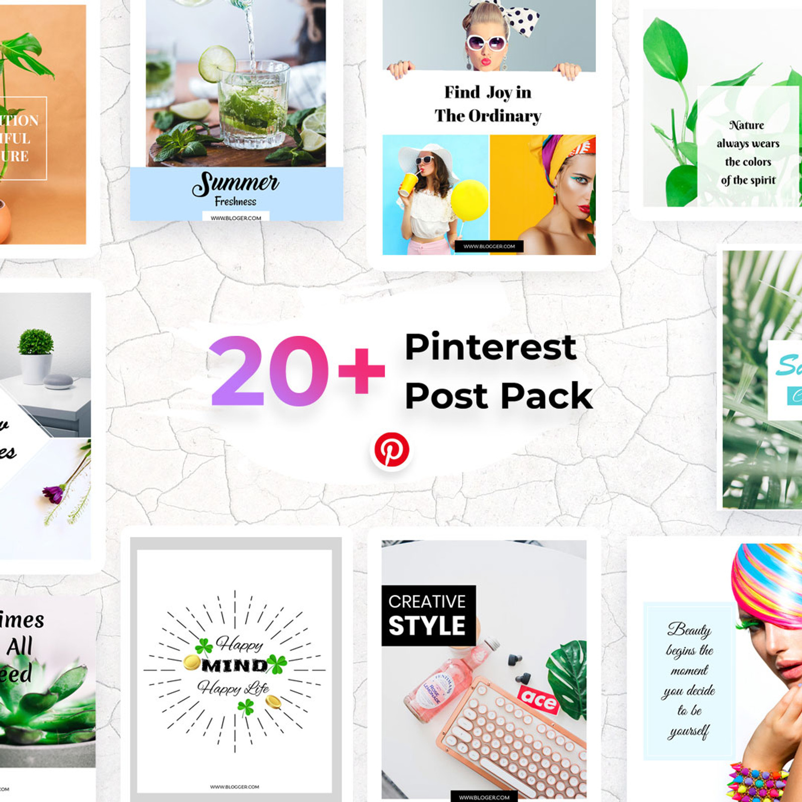 Pinterest Post Pack Social Media Template - TemplateMonster