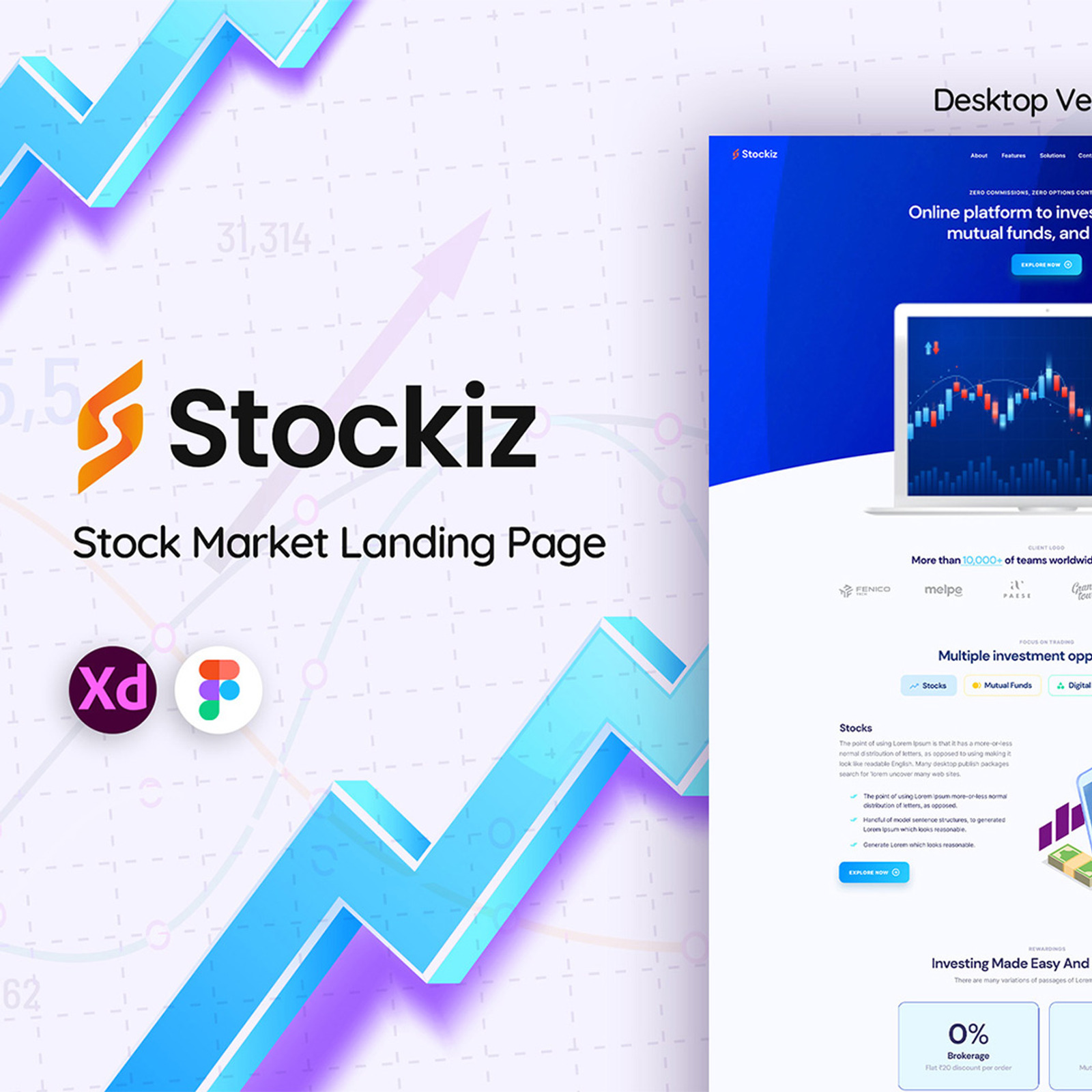 Stockiz Stock Market Landing Page #225715 - TemplateMonster