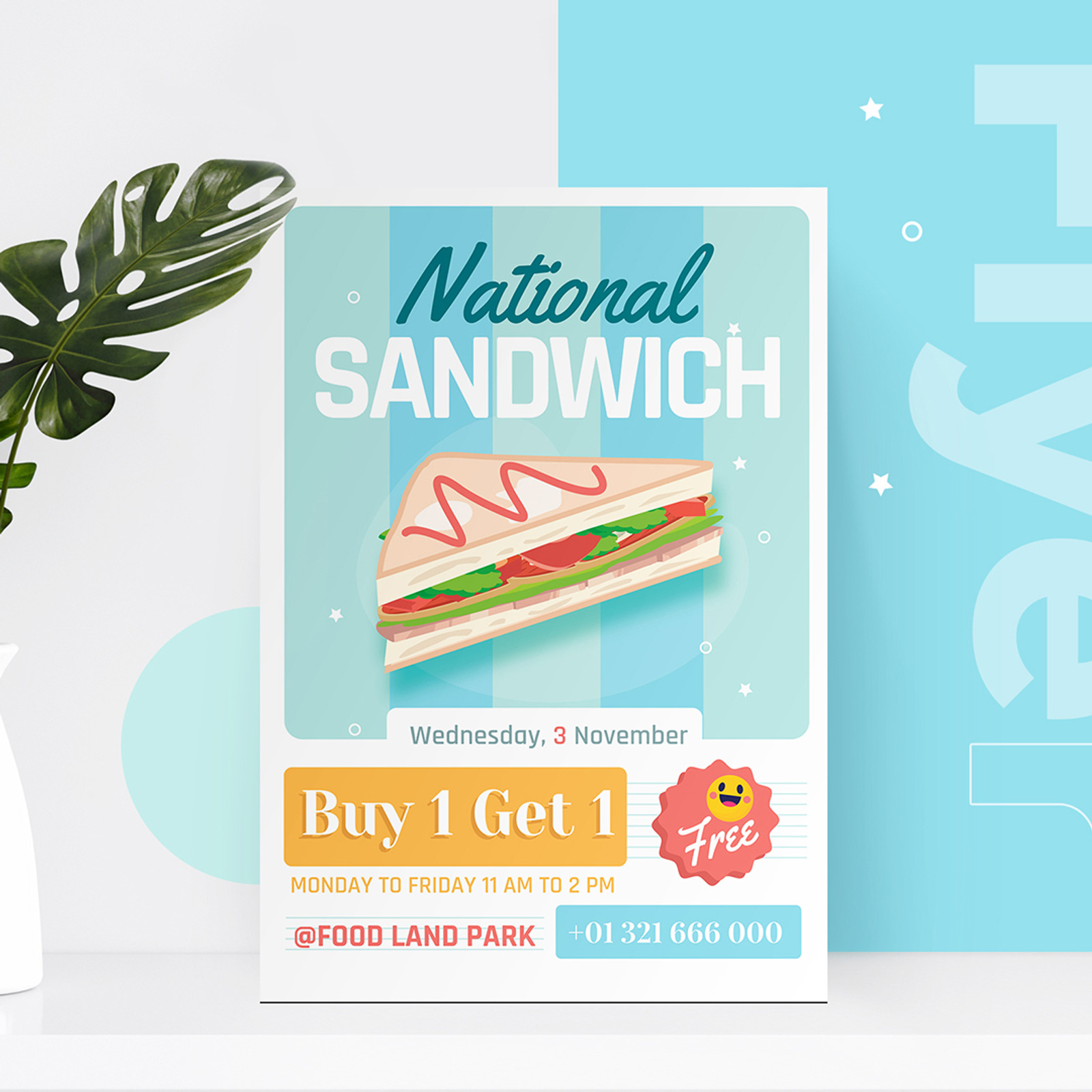 National Sandwich Day Flyer Template - TemplateMonster