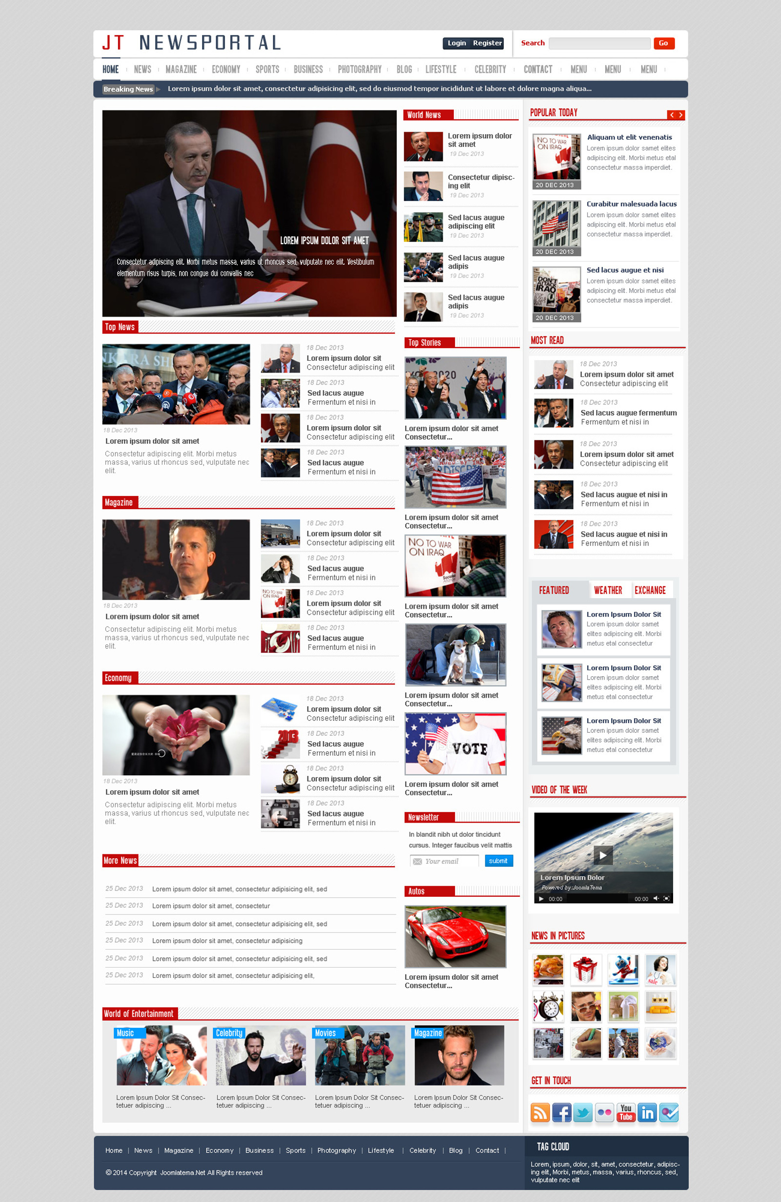Free JT News Portal PSD Template #193530 - TemplateMonster