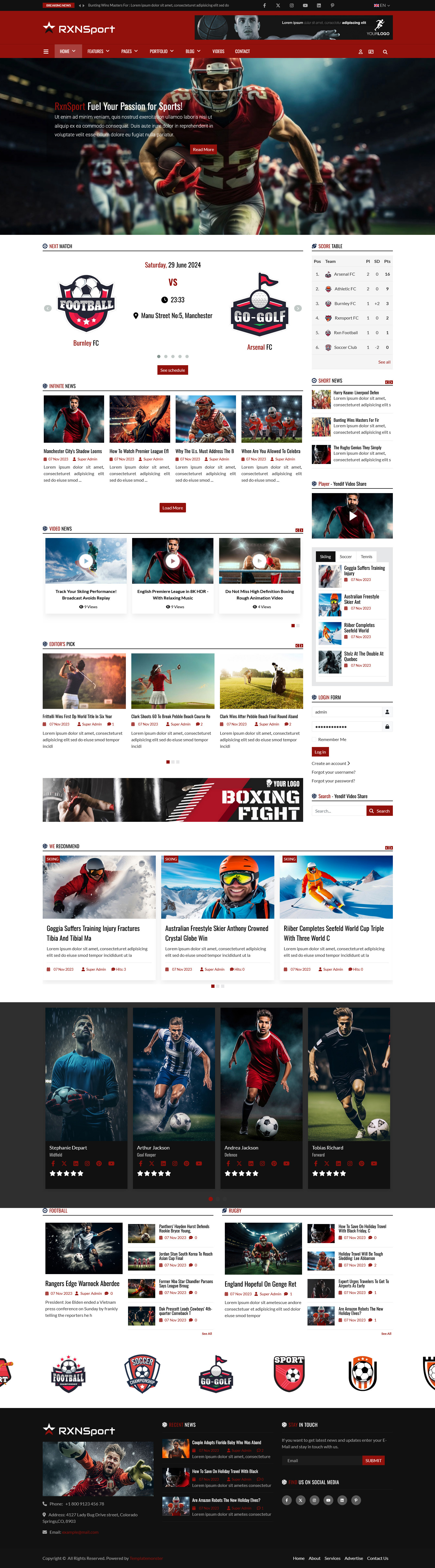 Rxnsport Joomla Sports and Sports News Template
