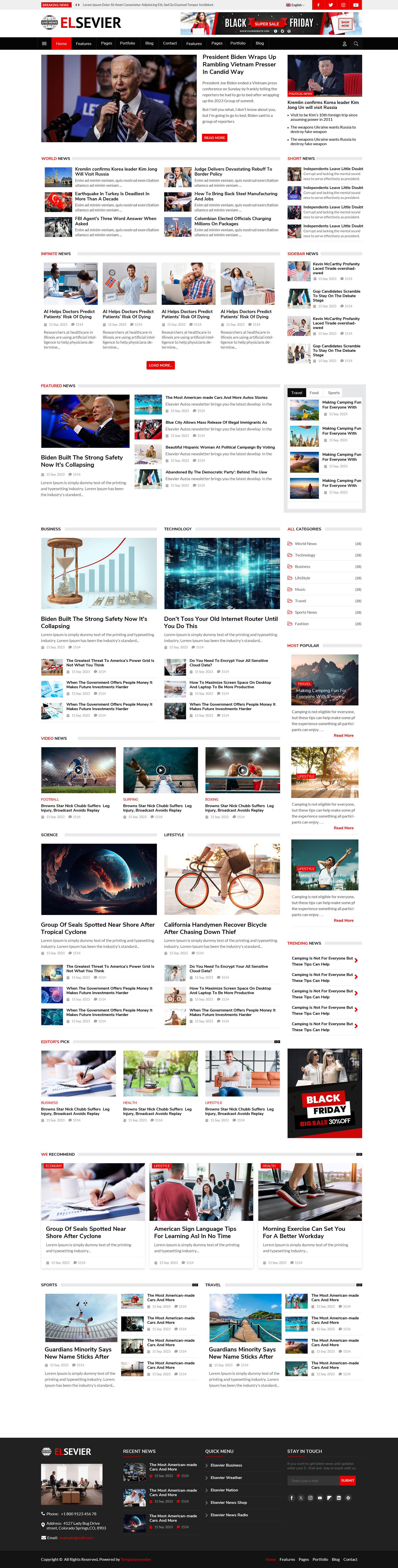 Elsevier News Portal and Magazine Joomla Template