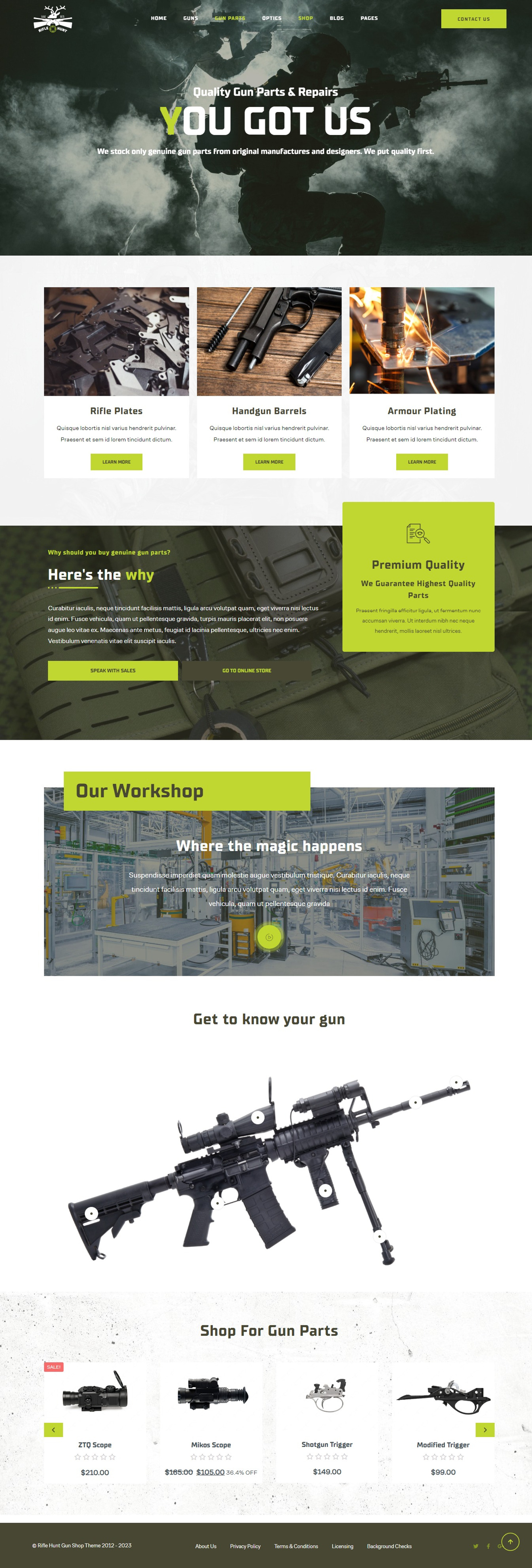 Rifle Hunt Gun Shop Woocommerce WordPress Theme