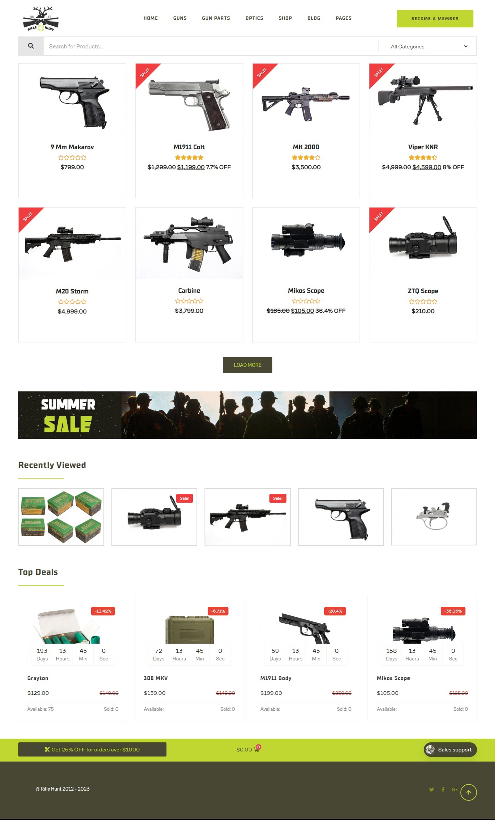 Rifle Hunt Gun Shop Woocommerce WordPress Theme