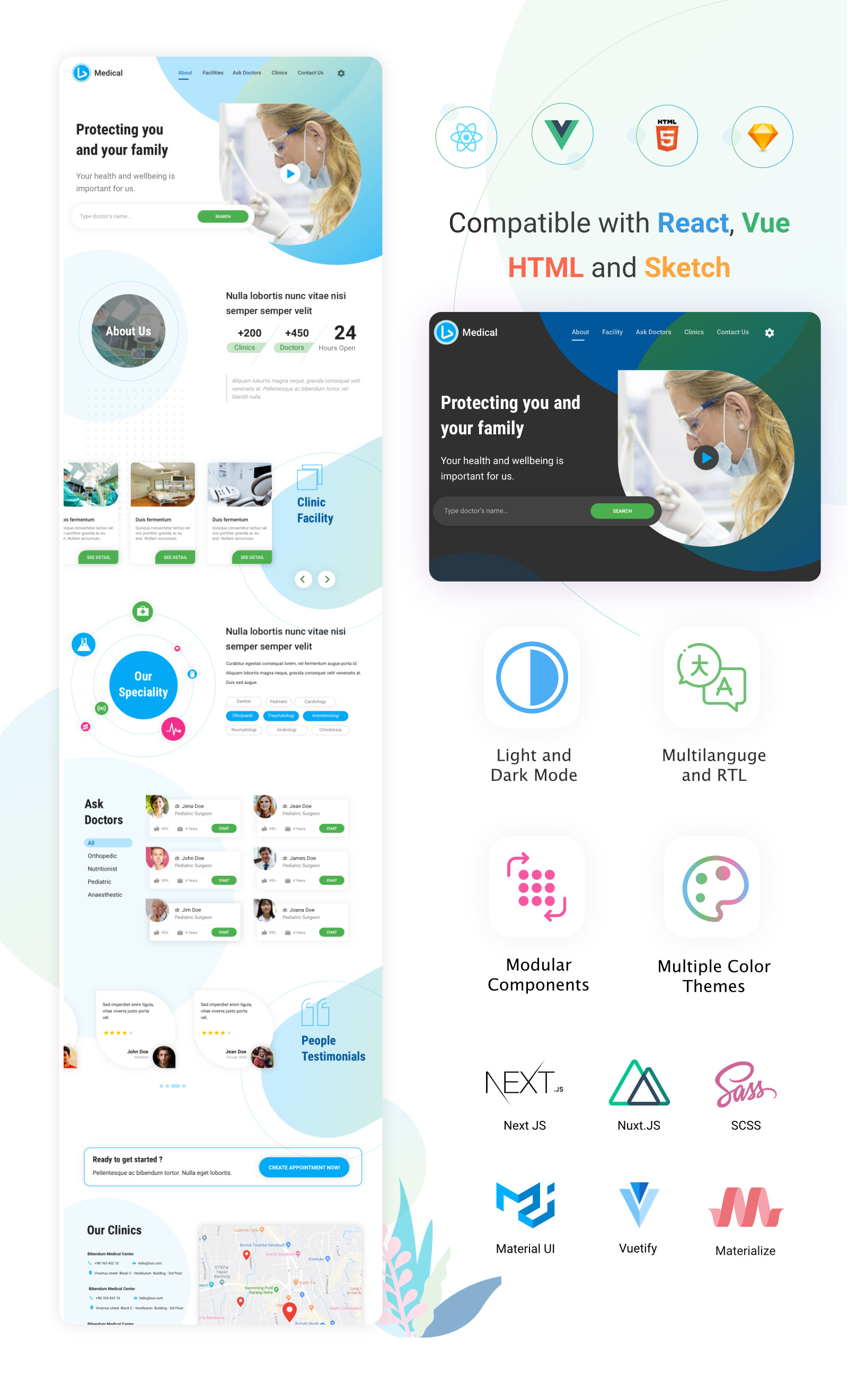Lumedic - React Vue HTML Sketch Medical and Healthcare Landing Page Template