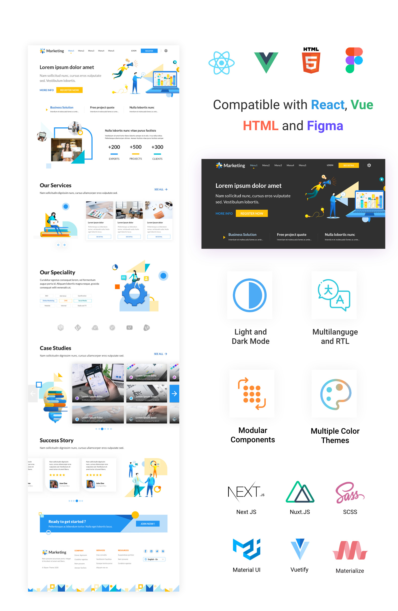 JetBizz - React Vue HTML and Figma Marketing Landing Page Template