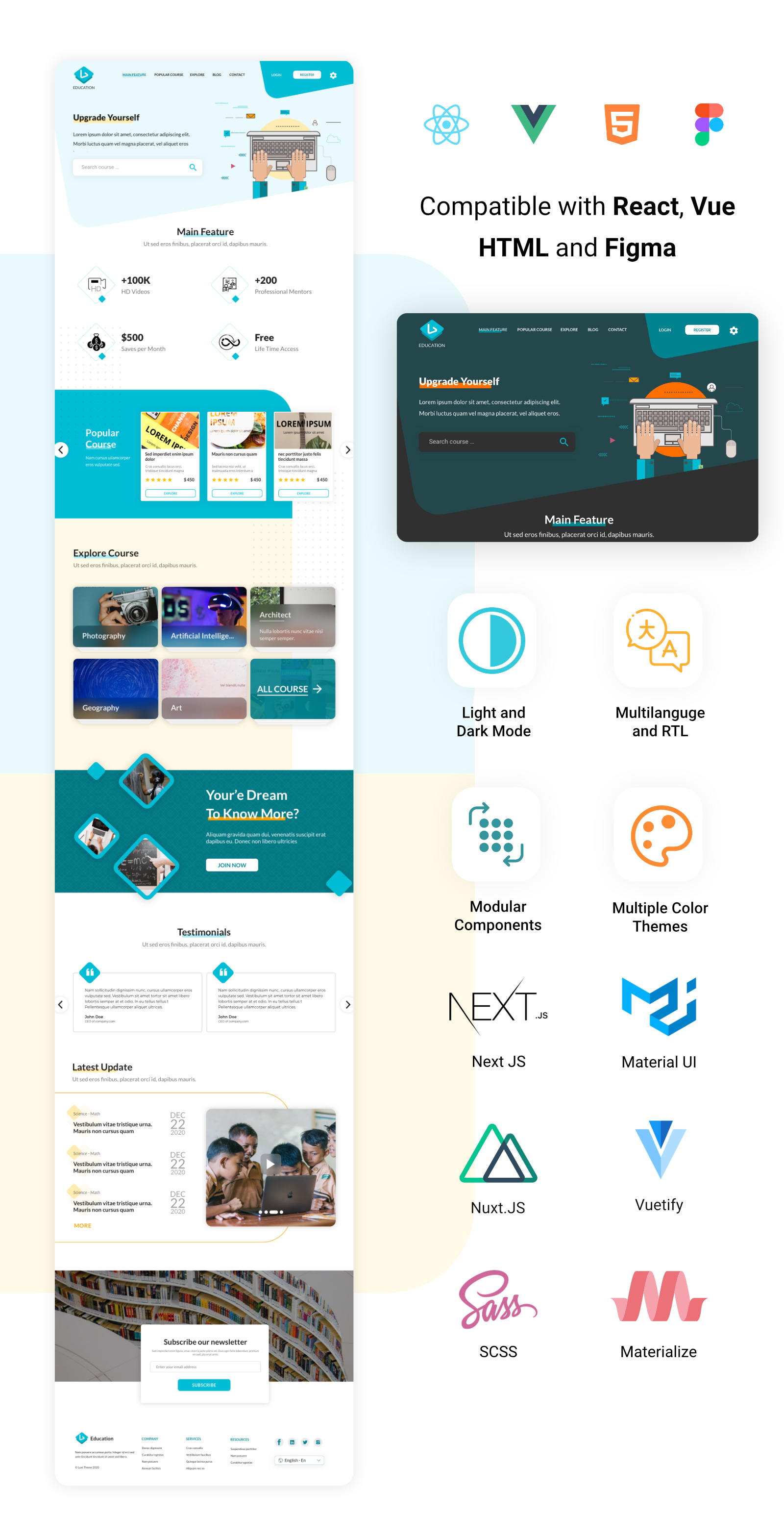 Edulux - React Vue HTML and Figma Education and E-learning Landing Page ...