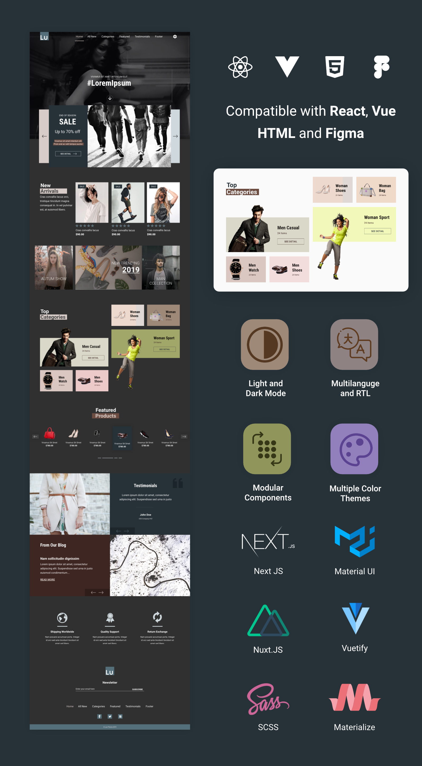 Luxion - HTML React Vue Figma Fashion and Apparel Landing Page