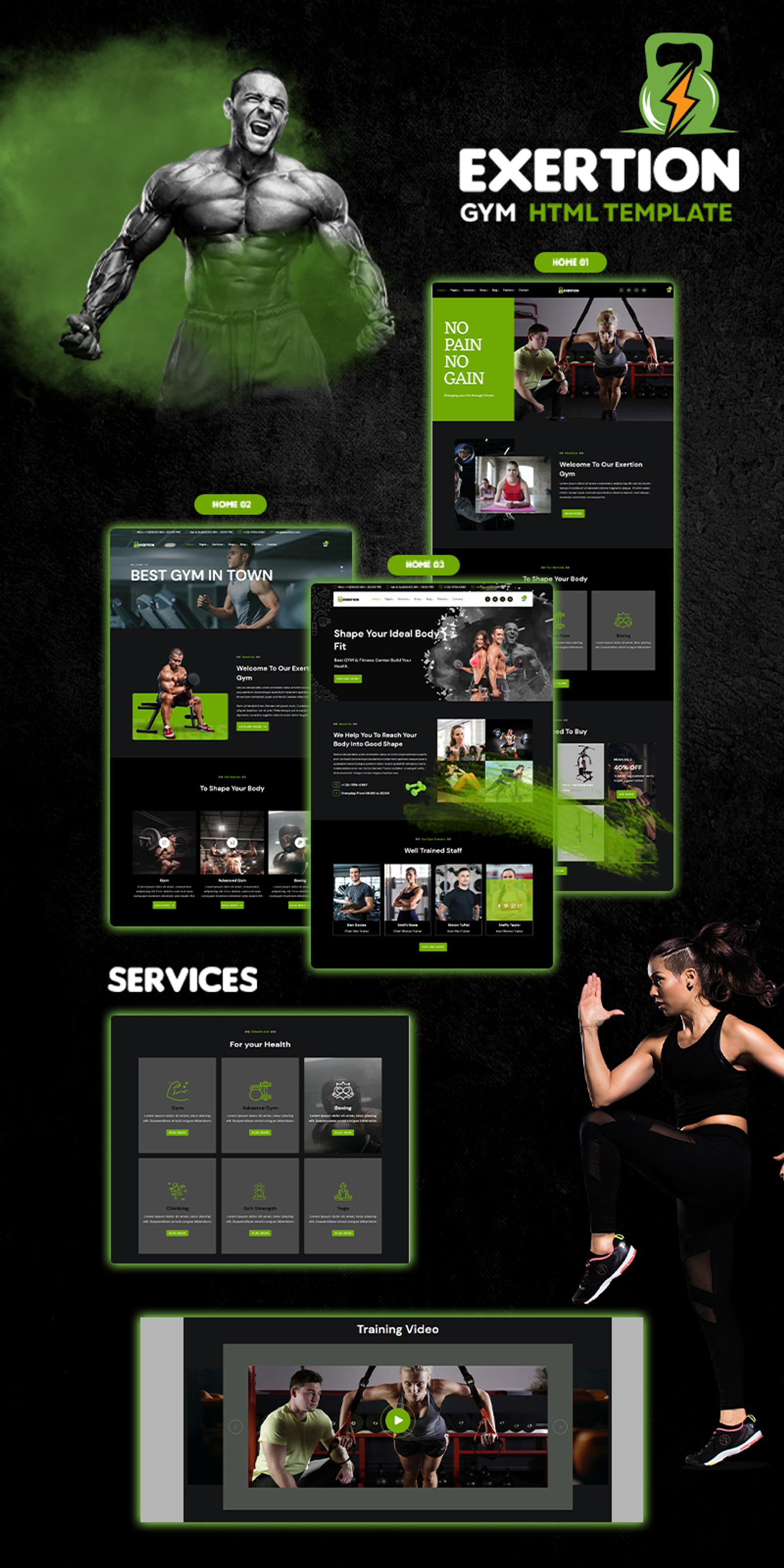 Exertion– Gym HTML Template #320322 - TemplateMonster