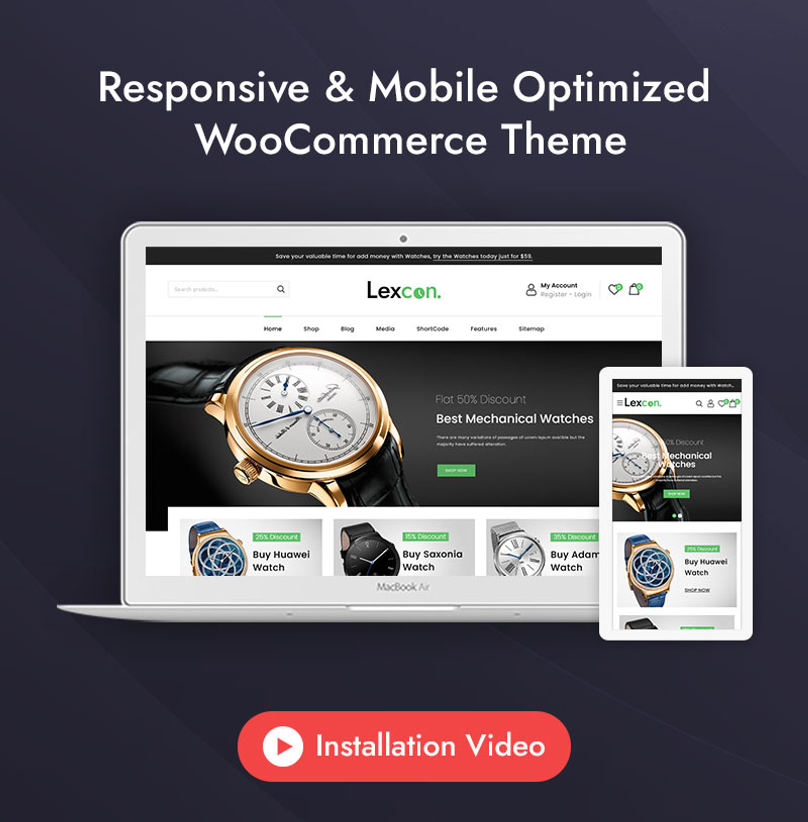 Lexcon - Wrist Watch Store Elementor WooCommerce Responsive Theme