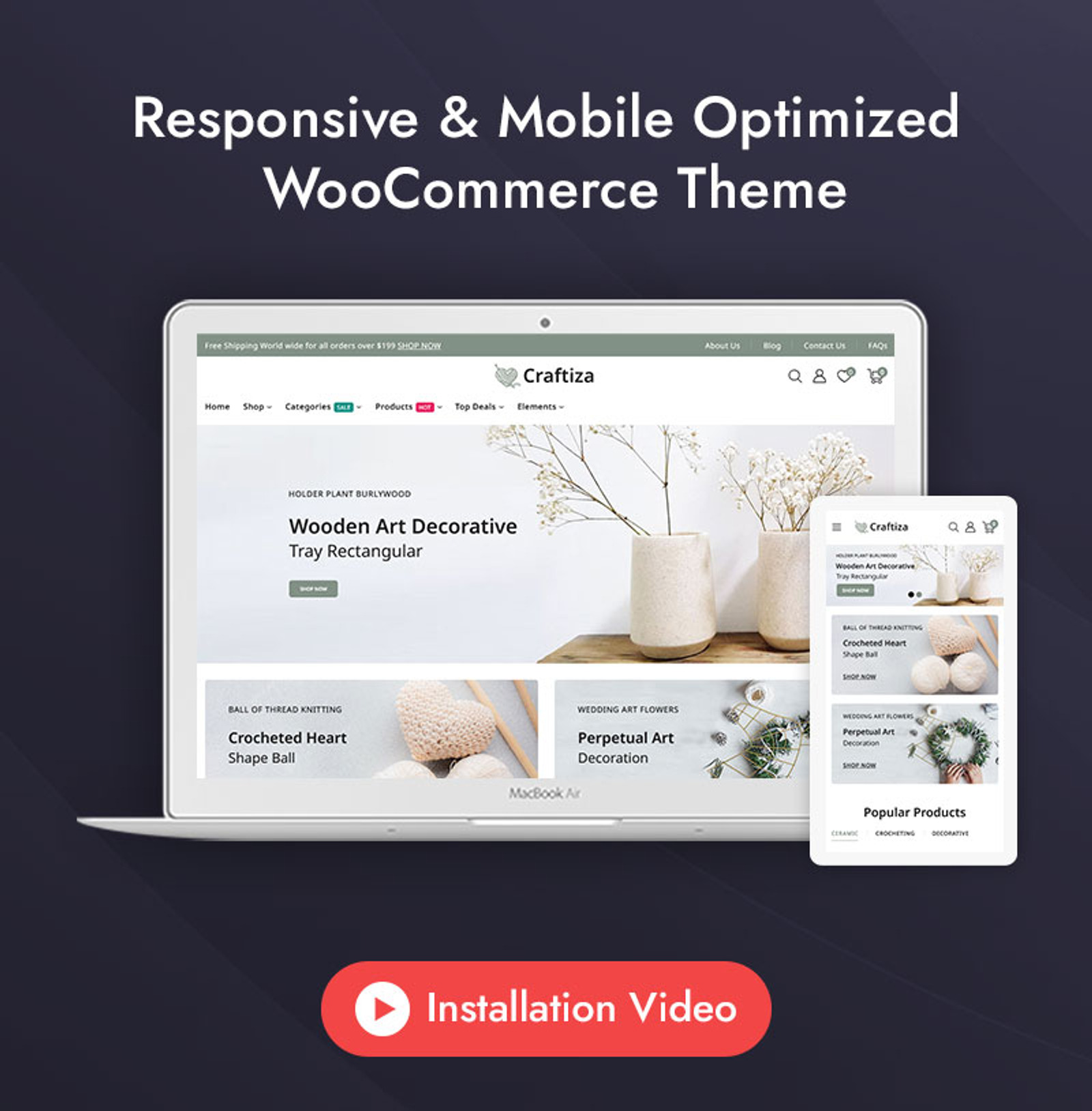 Craftiza - Art Craft and Home Decor Store Elementor WooCommerce Responsive Theme