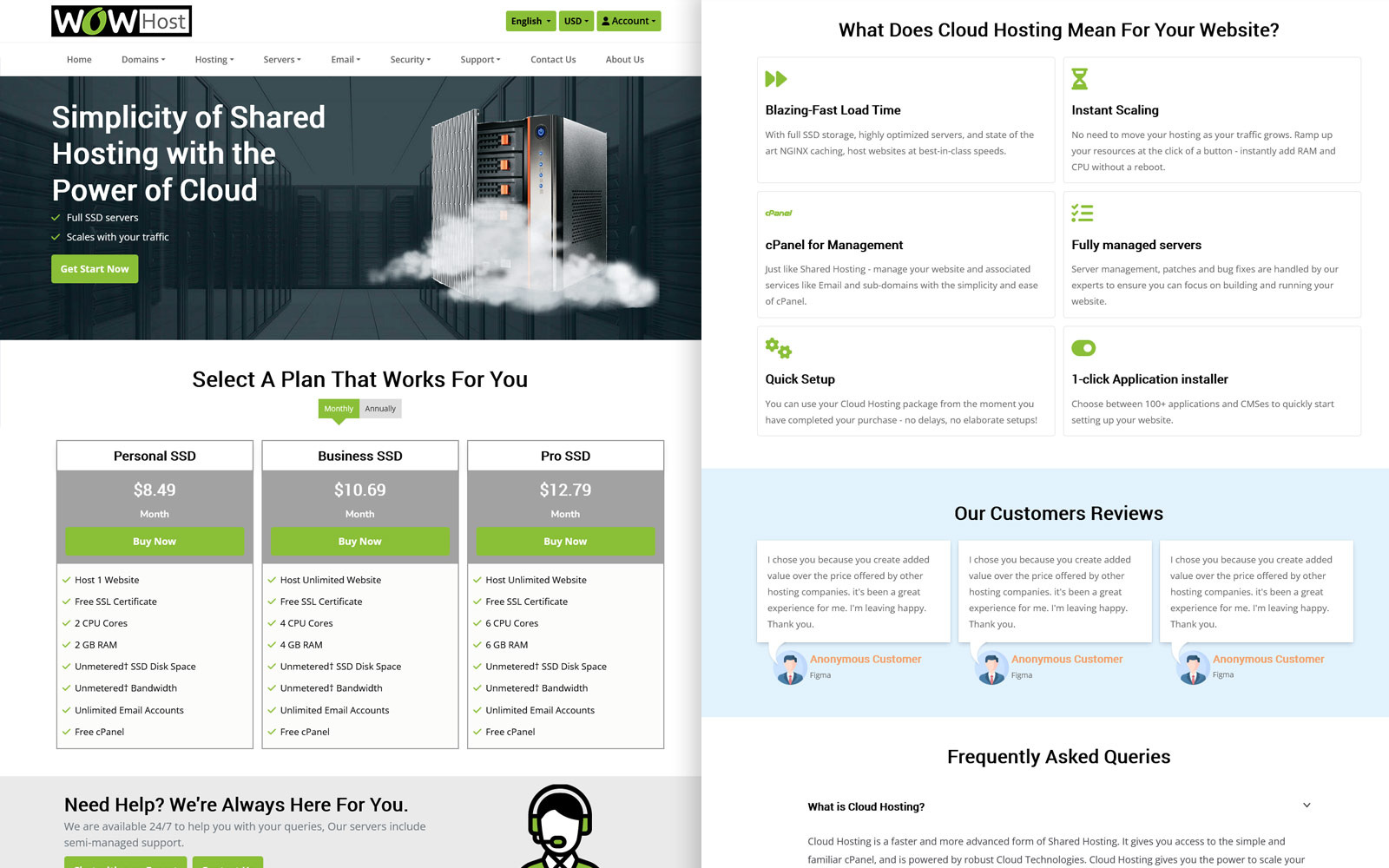 Wowhost WHMCS and HTML5 Hosting Template - TemplateMonster