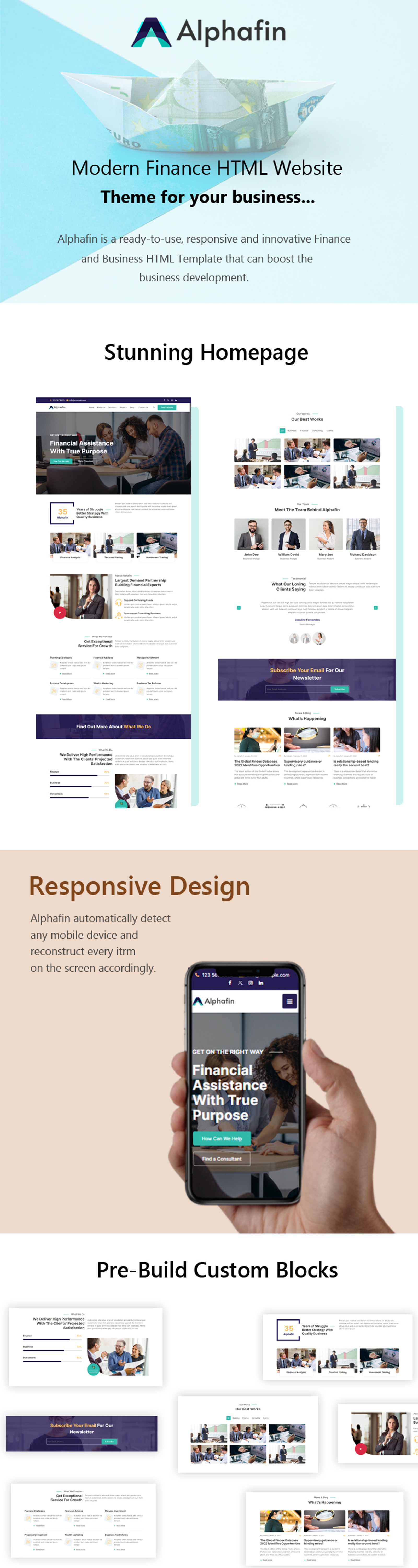 Alphafin - Sitio web HTML financiero y comercial