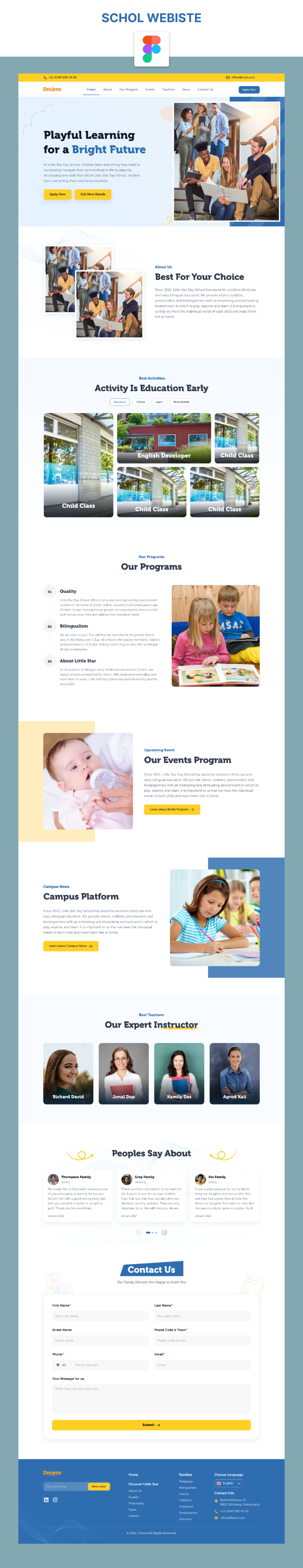 School Website Landing Page UI Kit #441273 - TemplateMonster