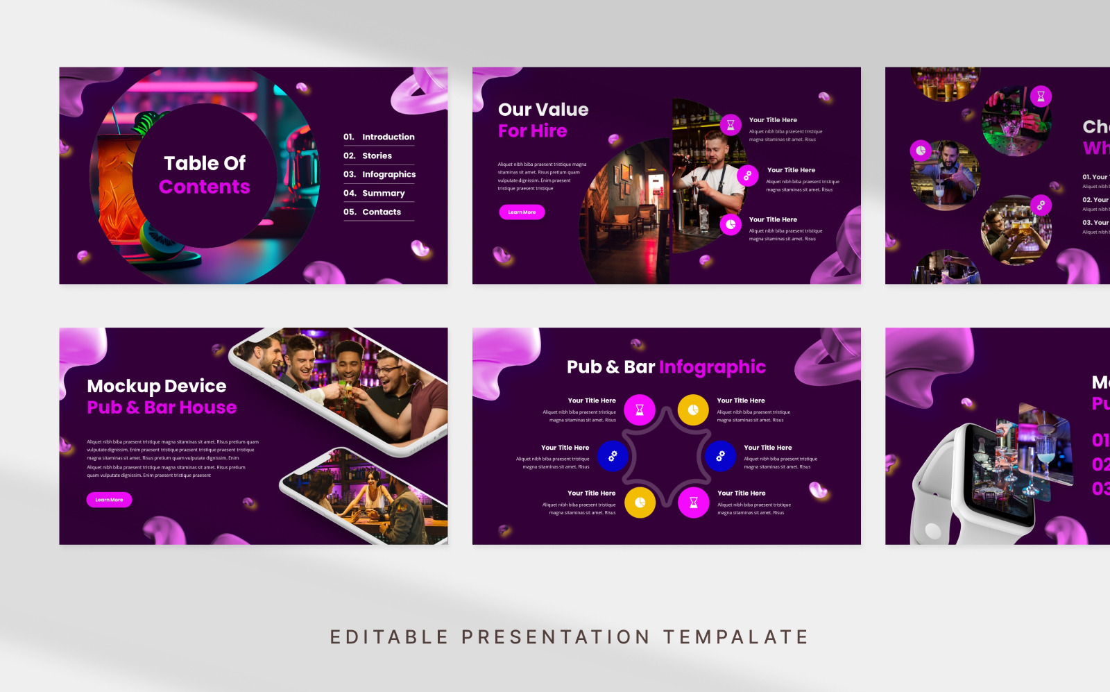 Pub and Bar PowerPoint Template #379899 - TemplateMonster
