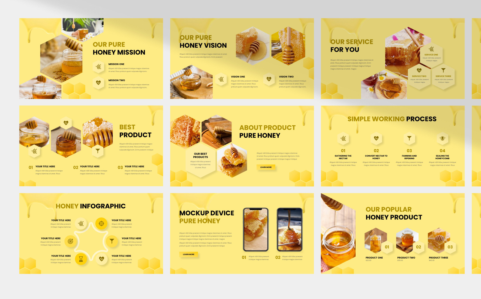 Honey Presentation PowerPoint Template - TemplateMonster