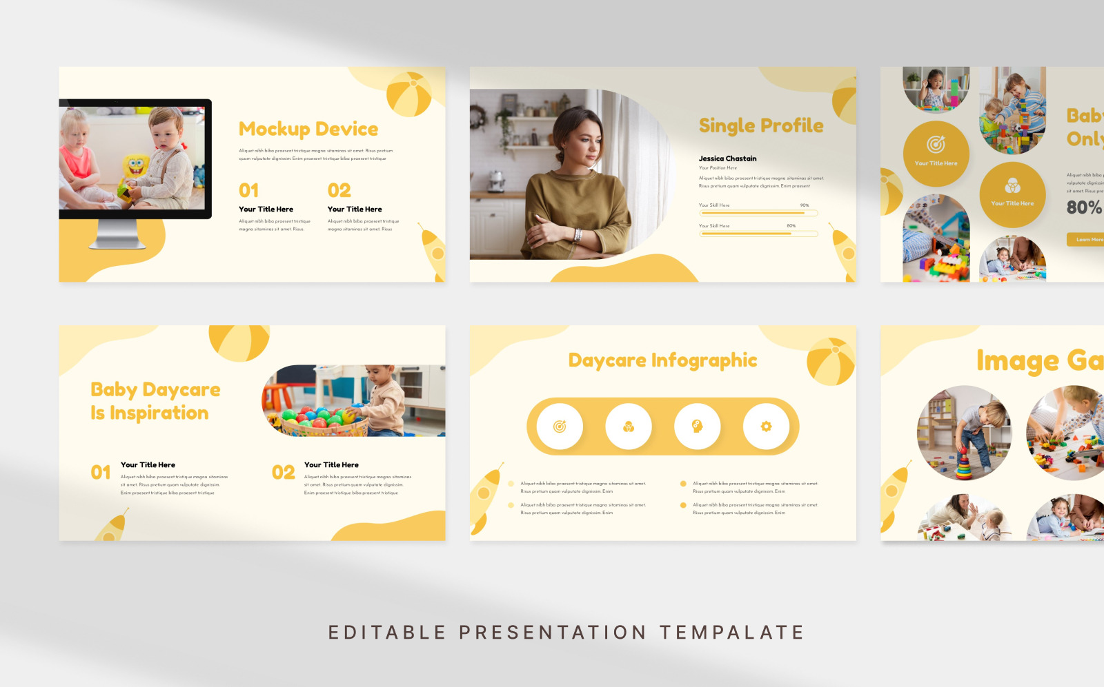 Cute Baby Daycare PowerPoint Template - TemplateMonster
