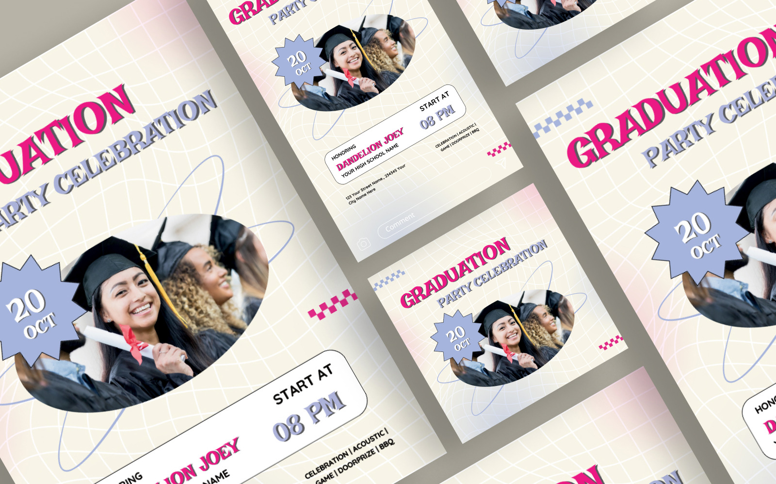 Y2K Minimalist Graduate Celebration Flyer Template