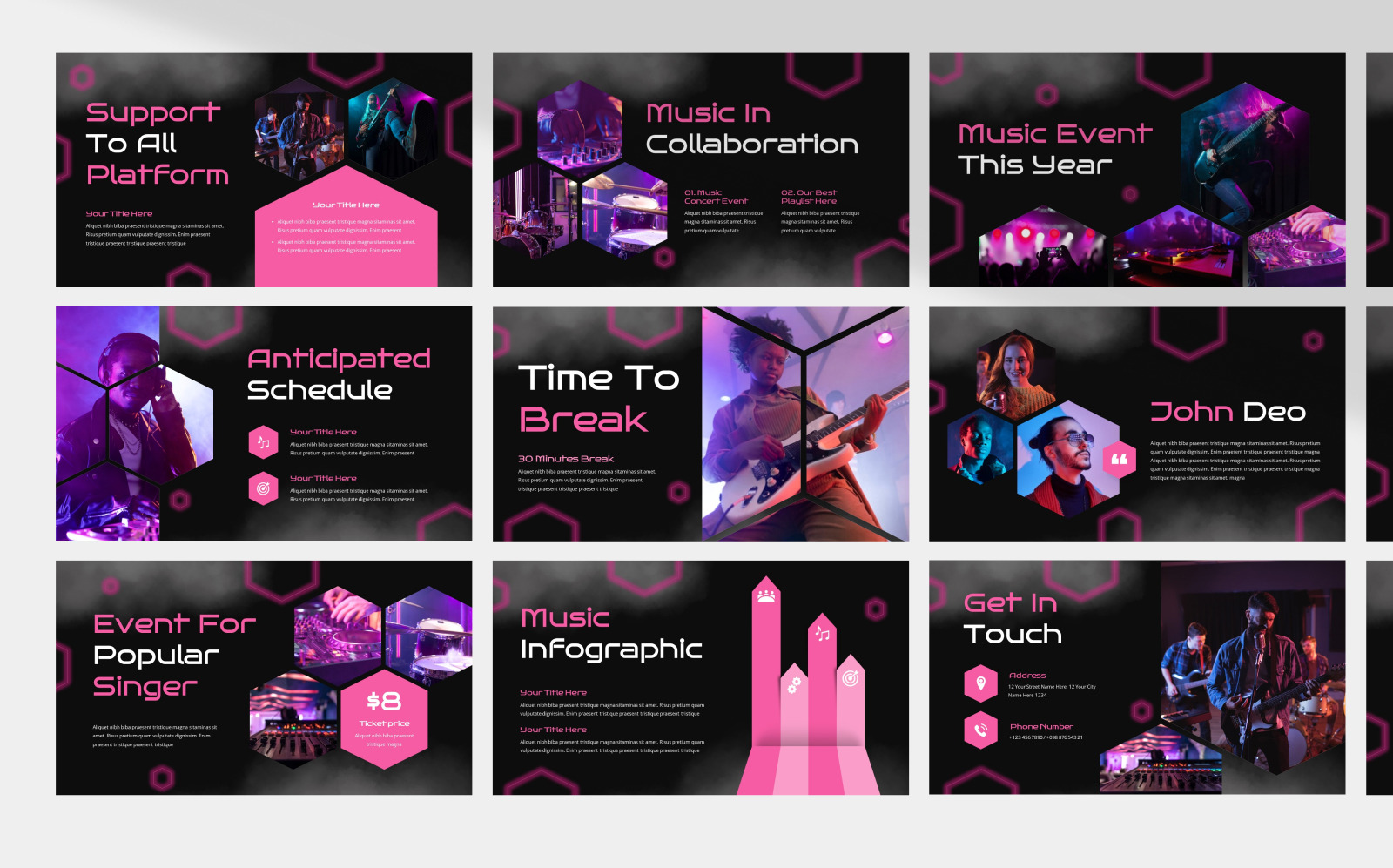 Music Event Organizer PowerPoint Template - TemplateMonster