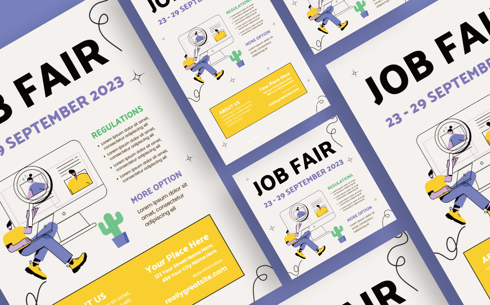 Simple Illustrative Job Fair Flyer Template - TemplateMonster