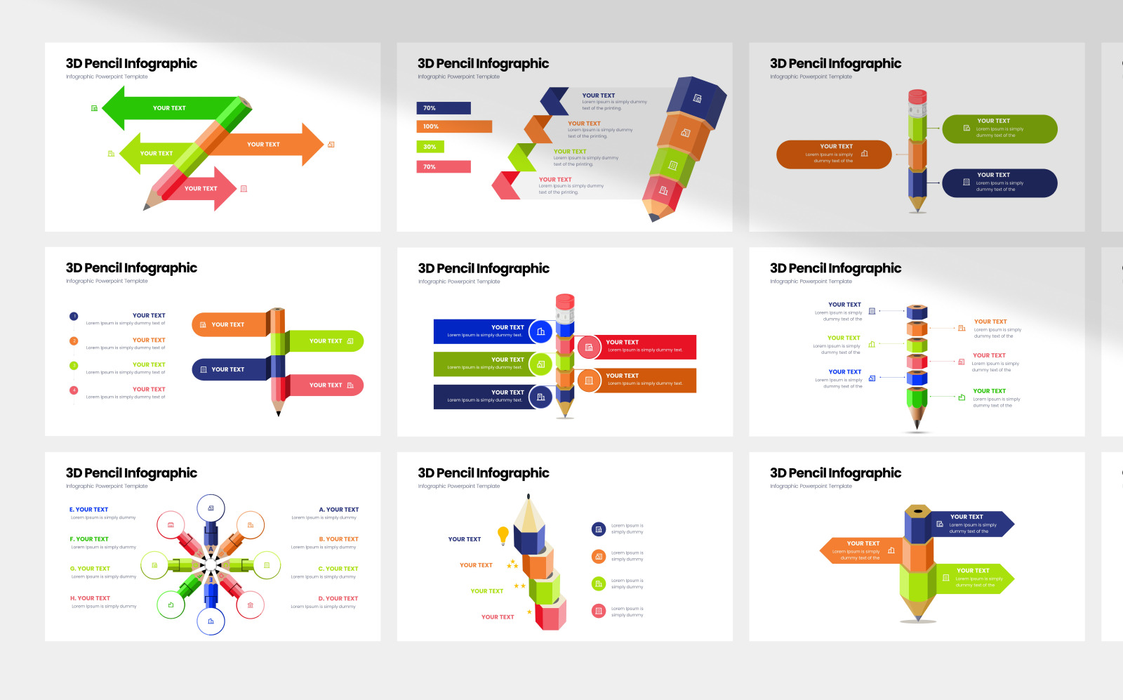 3D Pencil Infographic Presentation Template - TemplateMonster