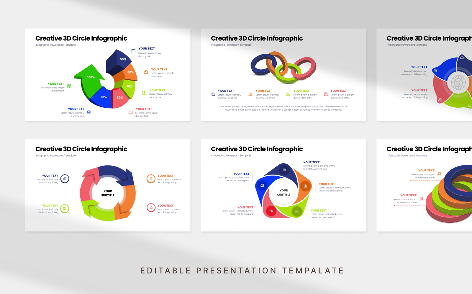 Plantilla de presentación infográfica creativa de círculo 3D