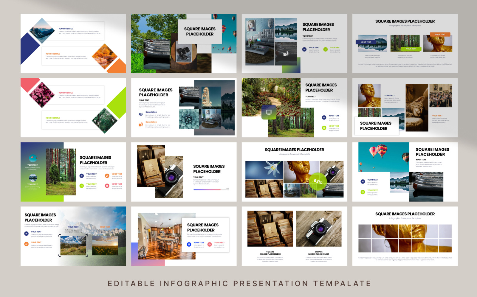 Square Image Placeholder Infographic Presentation Template